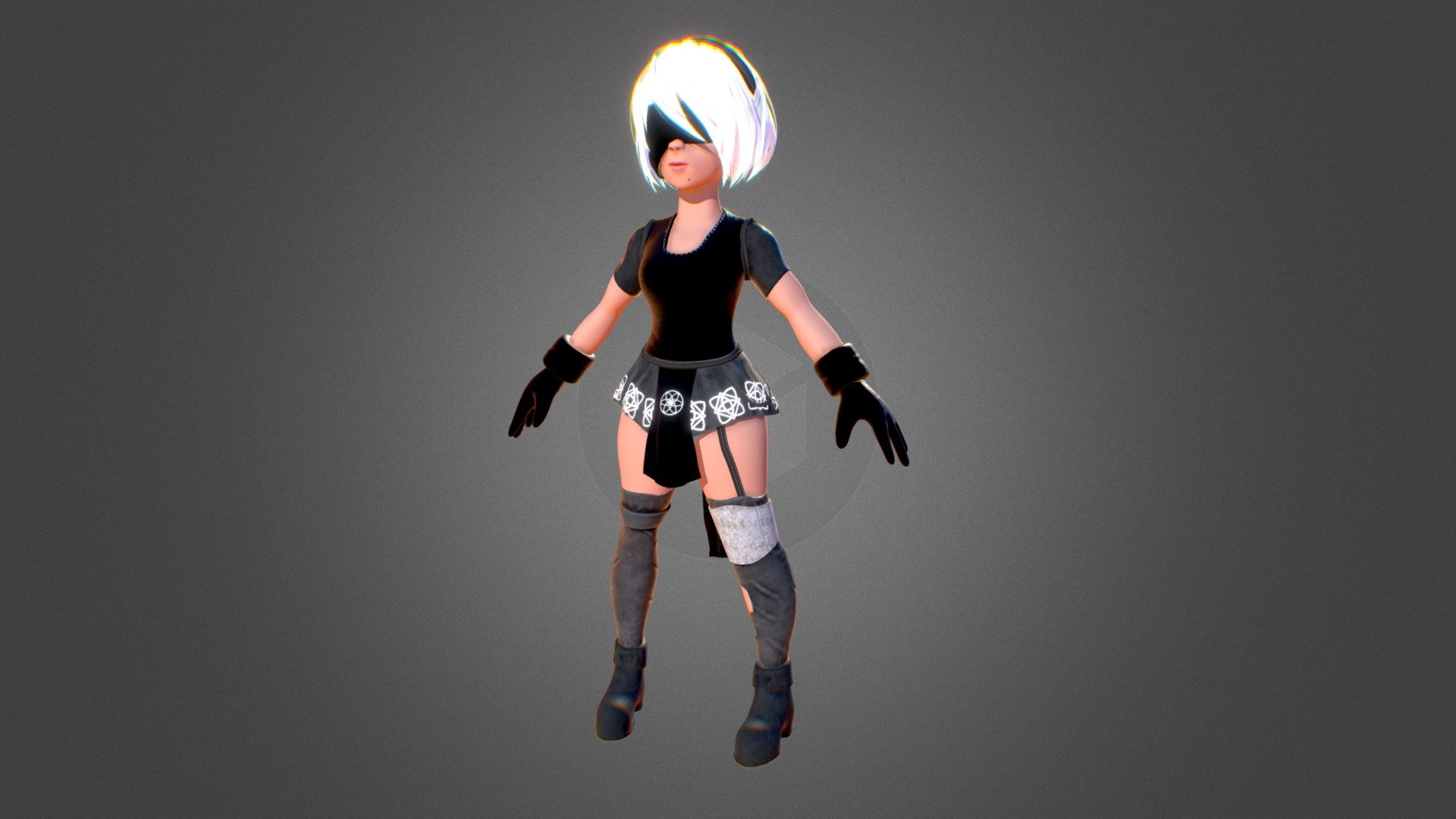 Chibi 2B Fan Art - 3D model by Pablo D. Becerril (@pablobs182) [b15456e ...