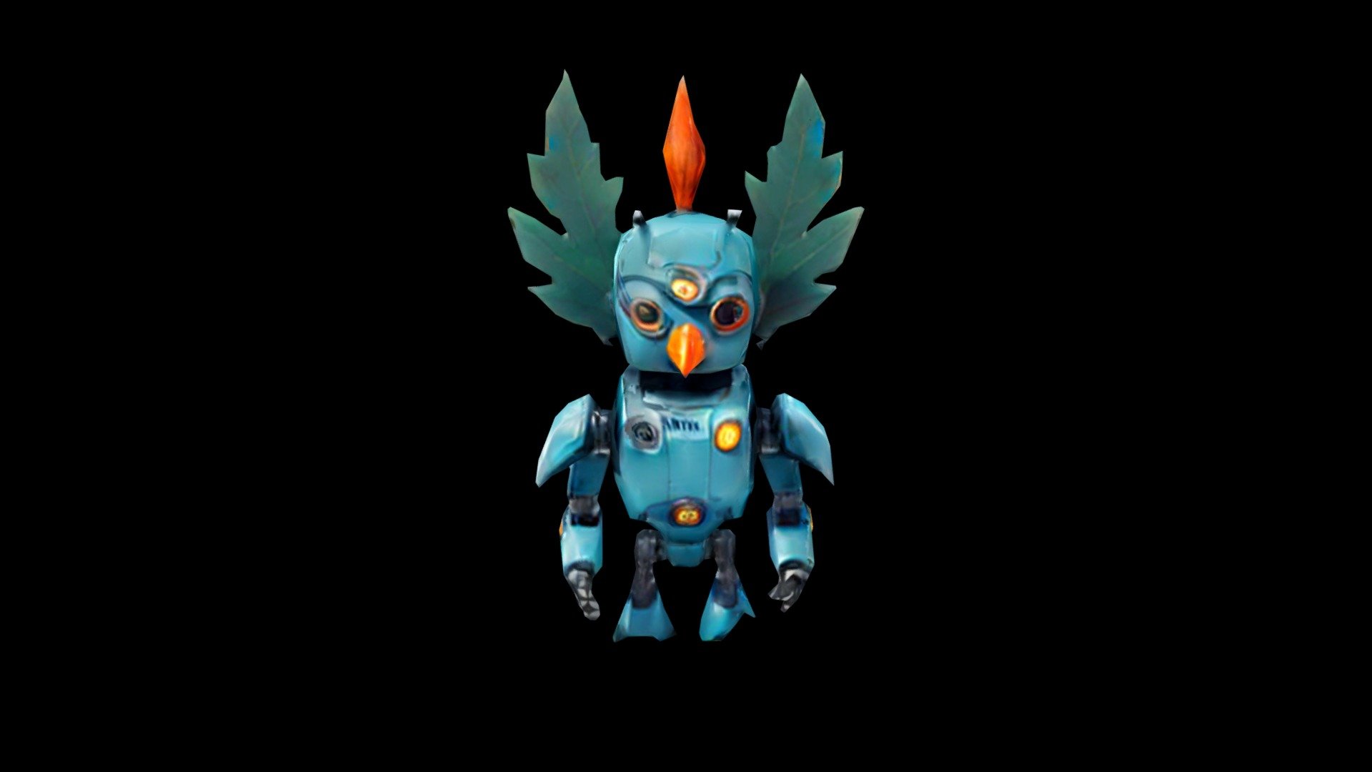 The robot bird, adorned in hues of blue and ora - Download Free 3D ...