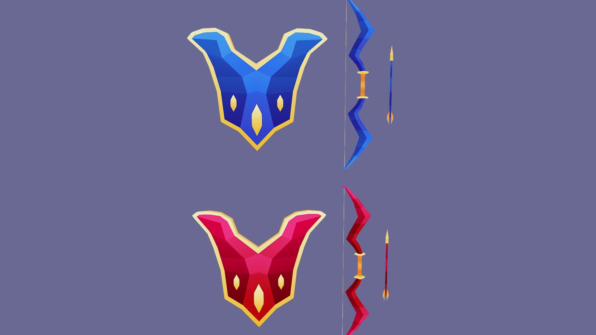 Bow and shield - 3D model by psychonautic [b180c66] - Sketchfab