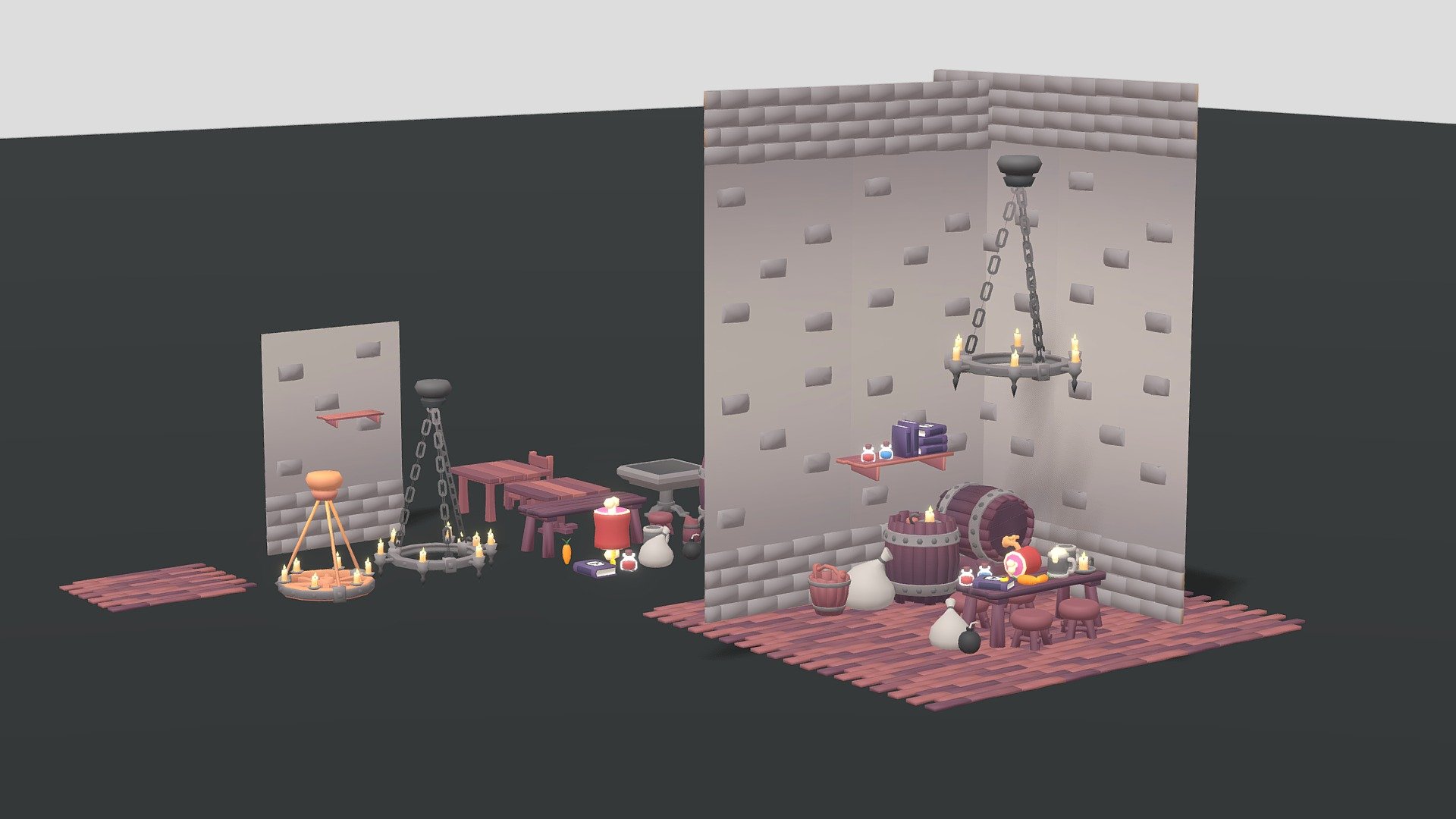Low poly Stylized Medieval Room 01 - Buy Royalty Free 3D model by ...