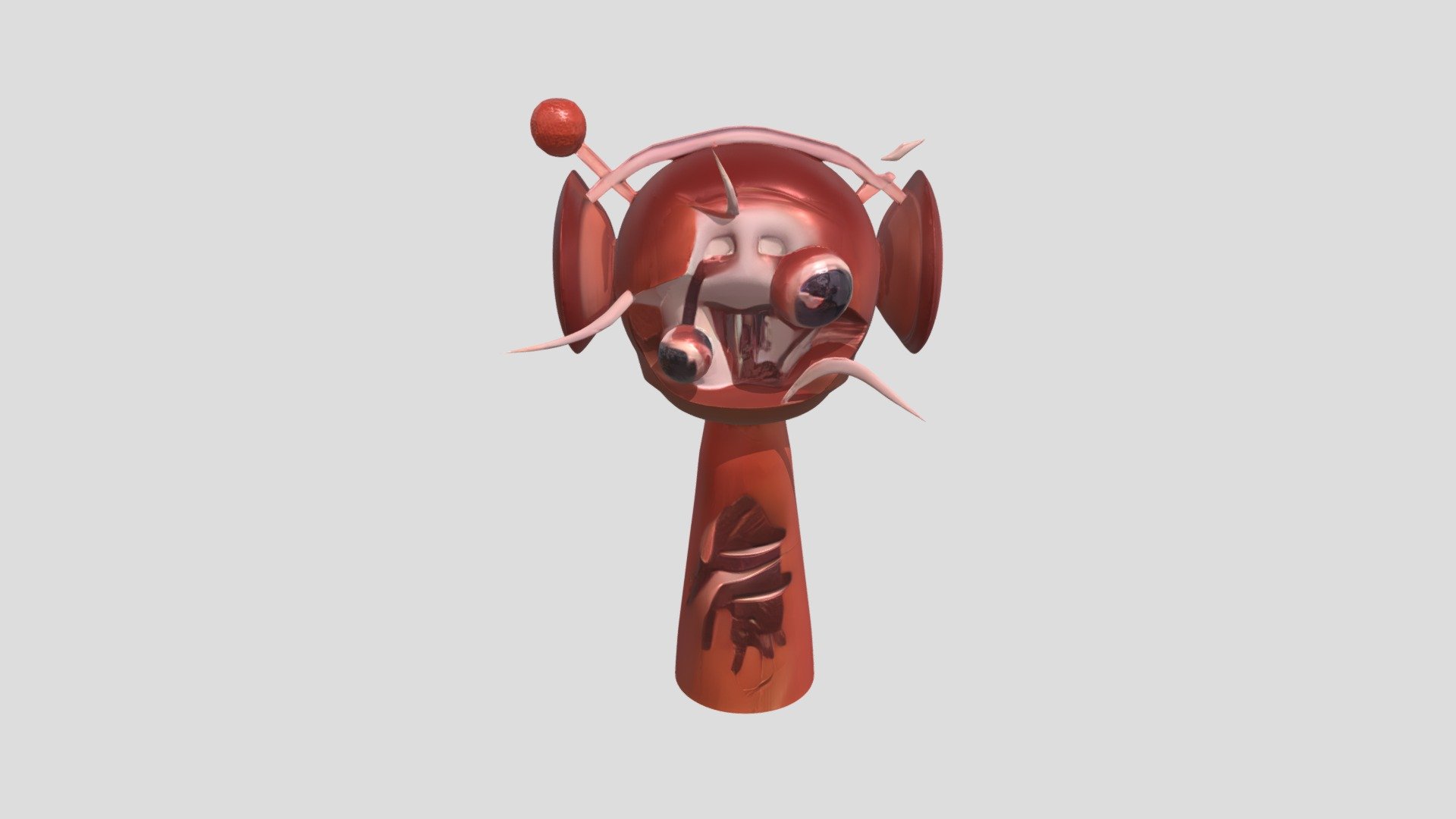 creepy red humanoid with distorted face - 3D model by ...
