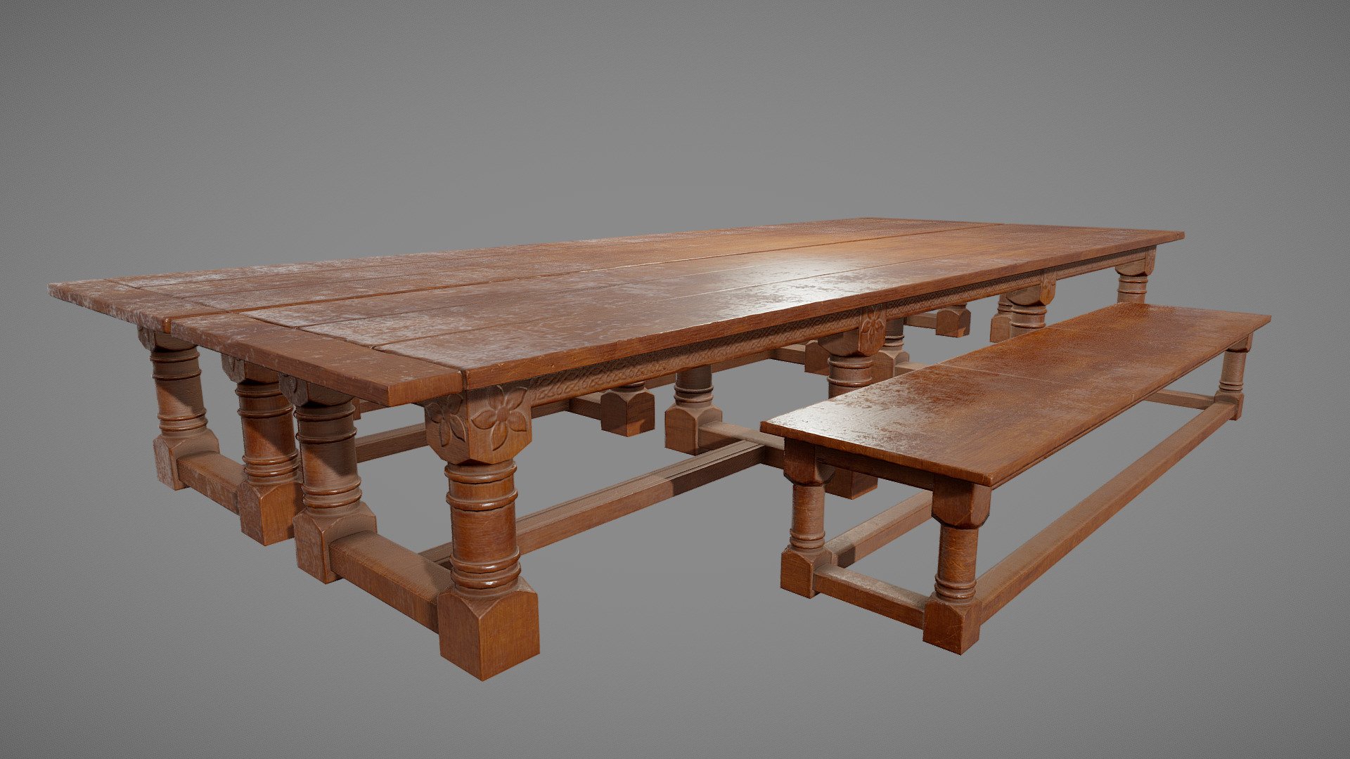 Medieval table and bench - Download Free 3D model by ASHISH ...