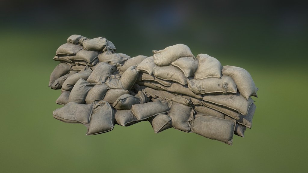 Sandbag Wall Destroyed 01 - 3D model by Karamai [b1906d2] - Sketchfab