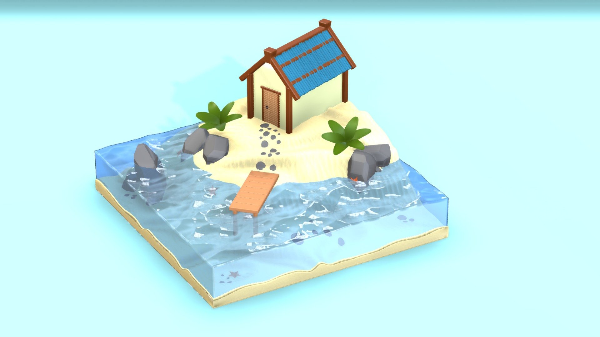 Beach - 3D model by lizkalis [b19399d] - Sketchfab