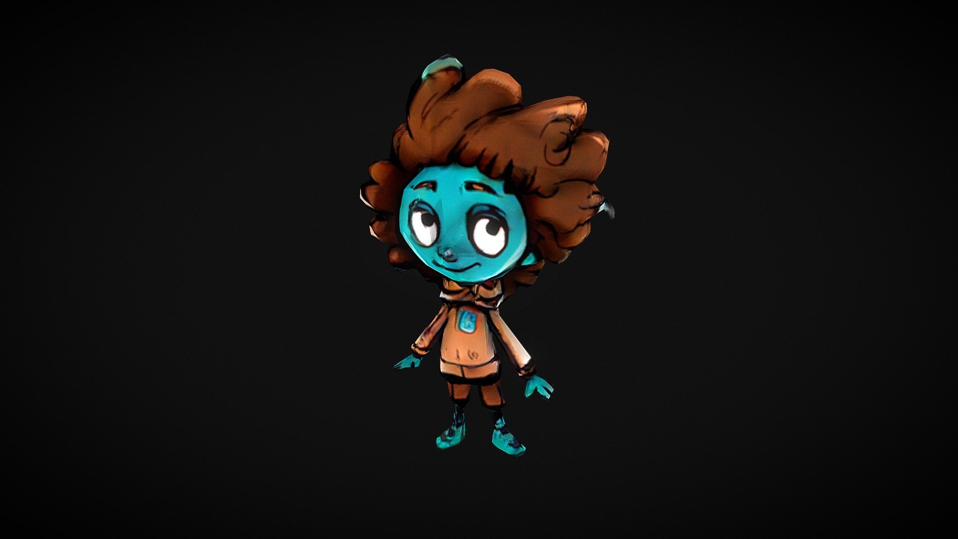 "Aqua Blue Joy: Cartoon Heads with Happy Gesture - Download Free 3D ...