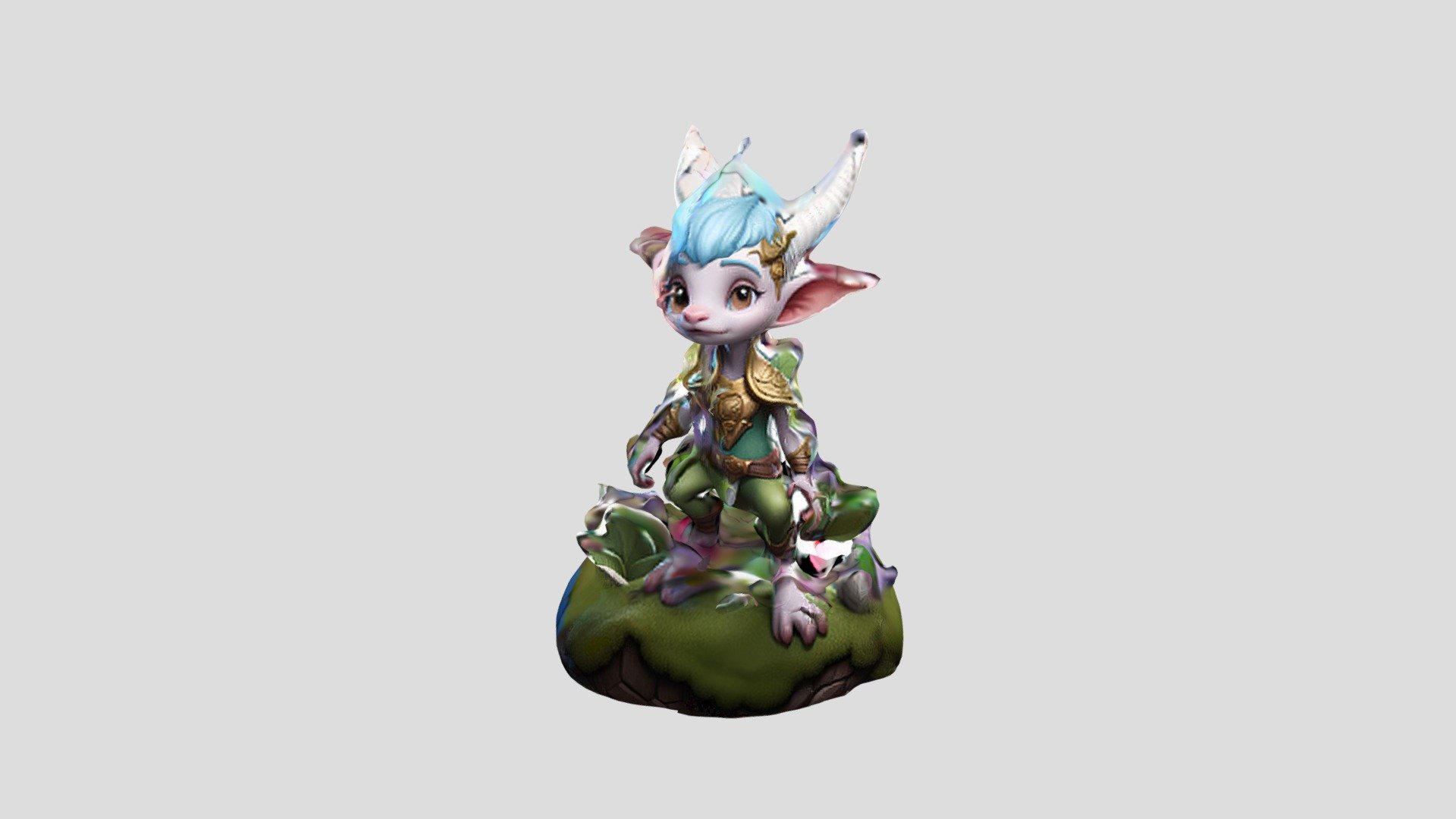 Little blue and white pixie with a sword standi - Download Free 3D ...