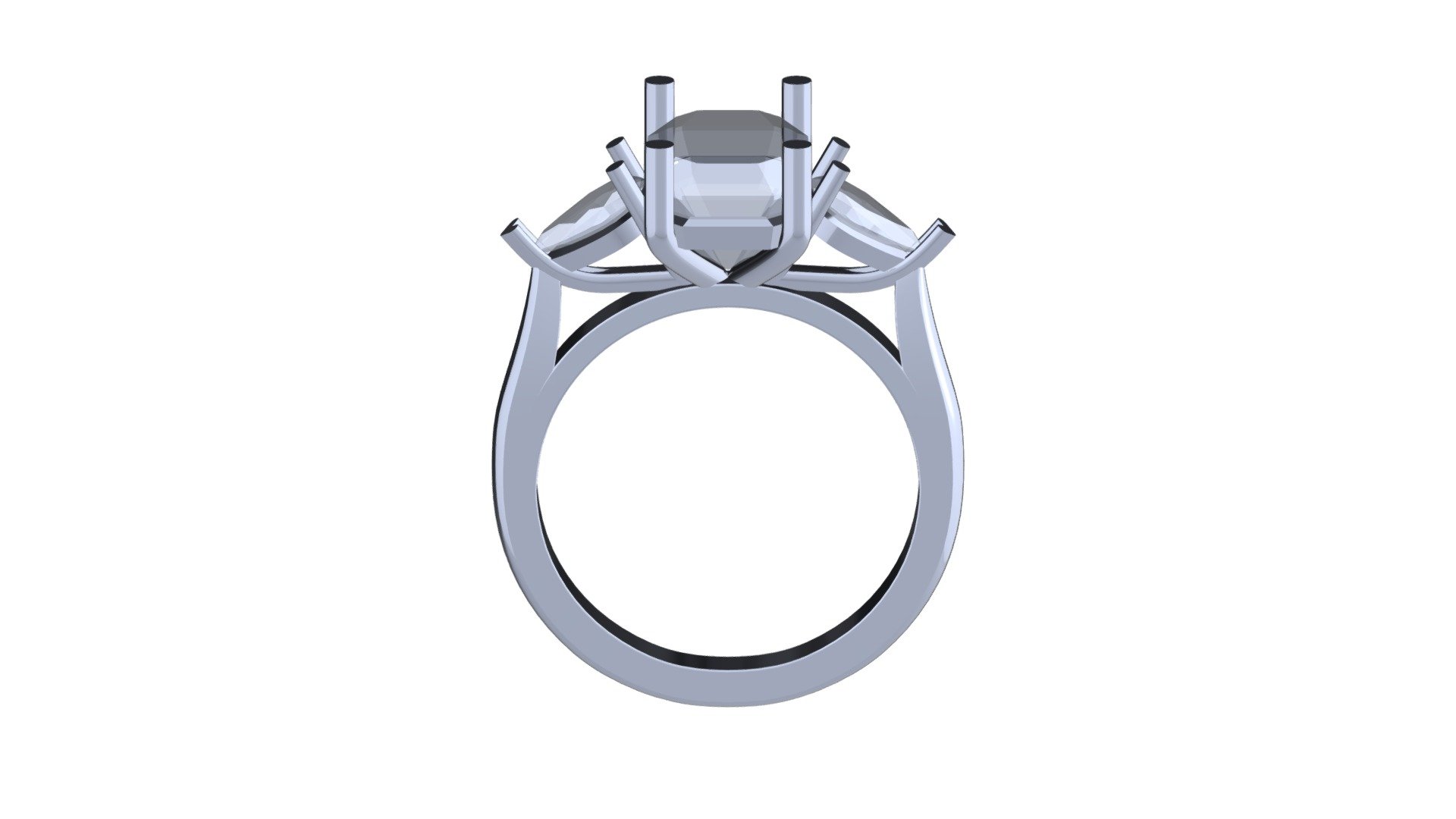 3stone Emerald Cut Ring - 3D model by Mfj [b1a65c2] - Sketchfab