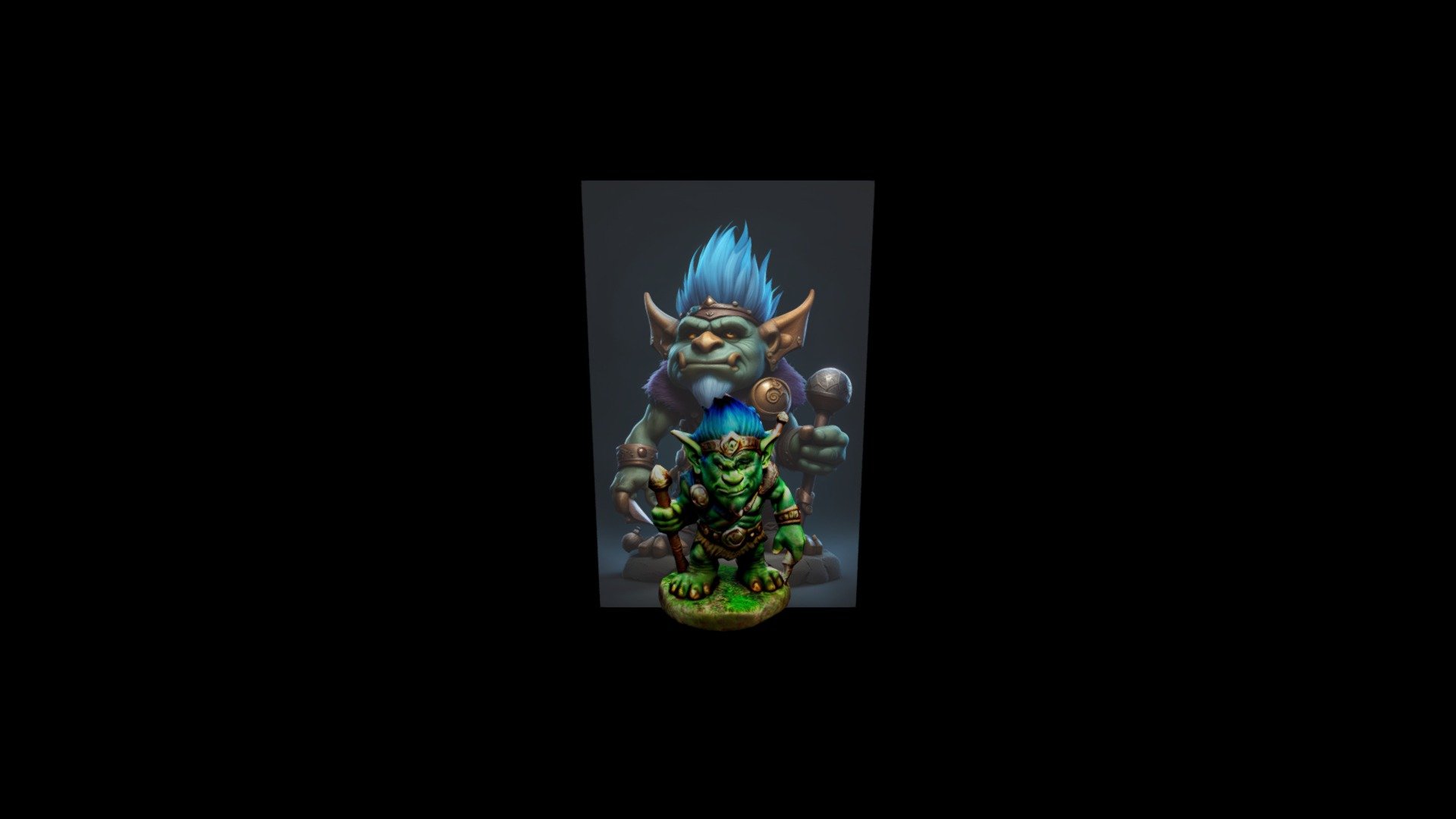 "Blue Haired Troll" A blue haired troll stand - Download Free 3D model ...