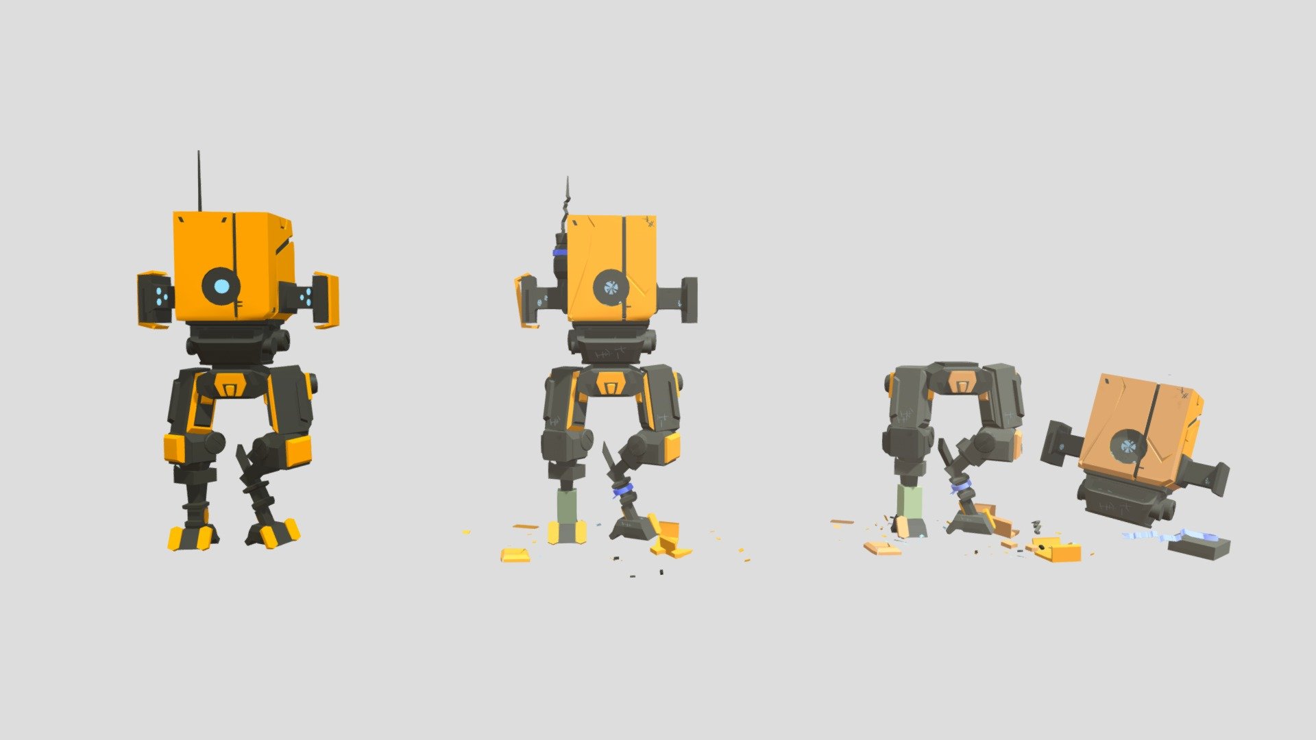 3 stages of destruction of the robot - Download Free 3D model by ...
