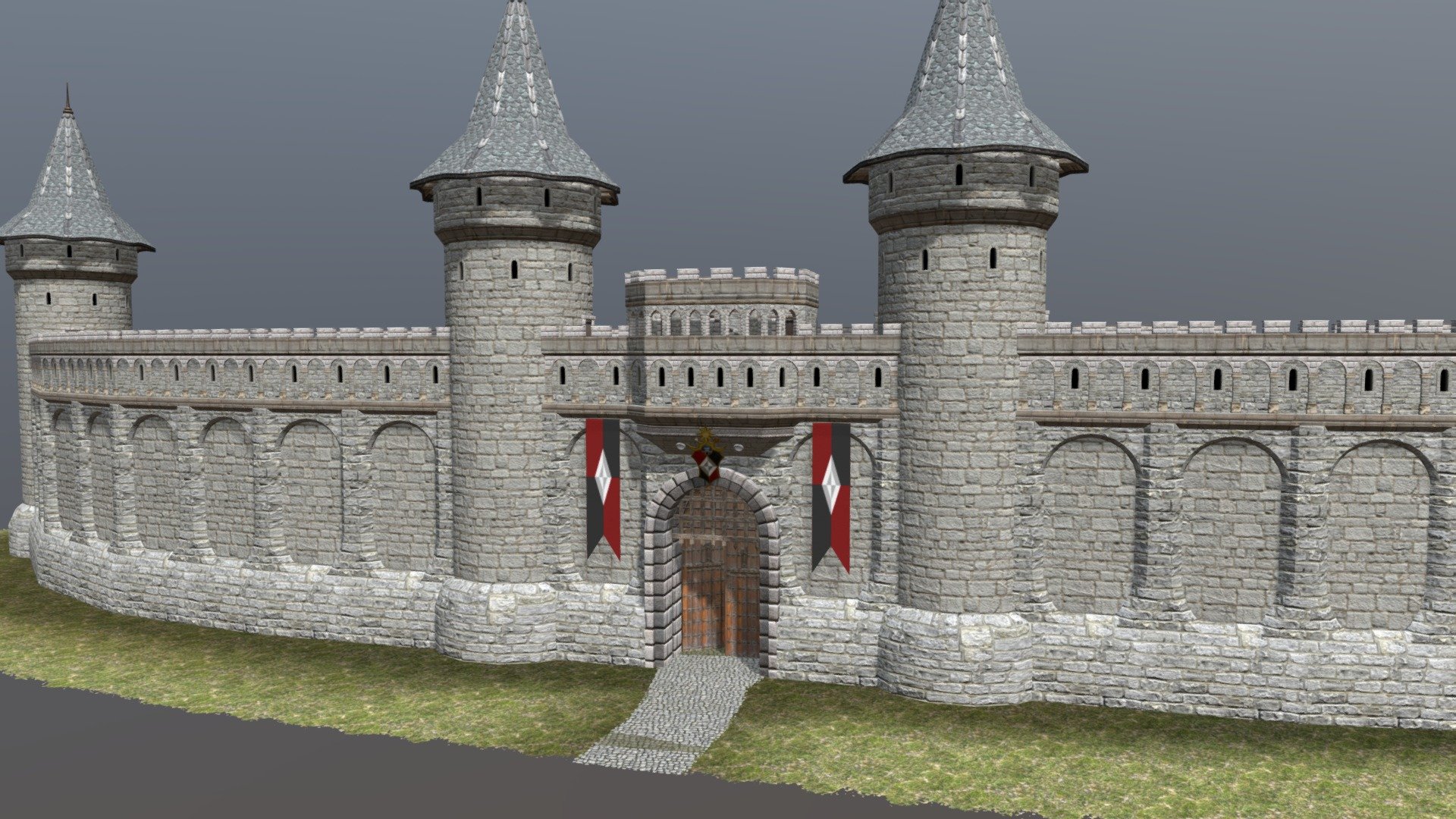 City Wall and Gate - 3D model by PhiMue [b1ba3c8] - Sketchfab