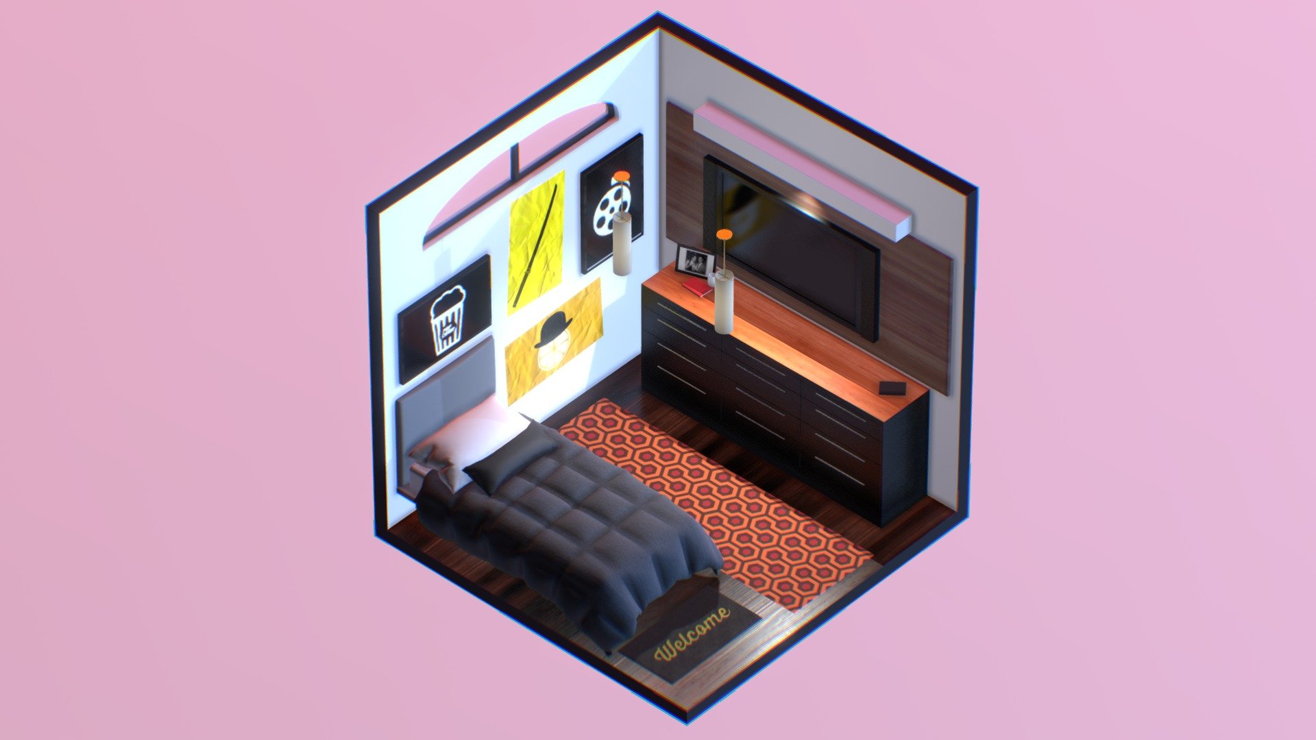 Isometric Movie Room - 3D model by michaelsito1995 [b1bad17] - Sketchfab