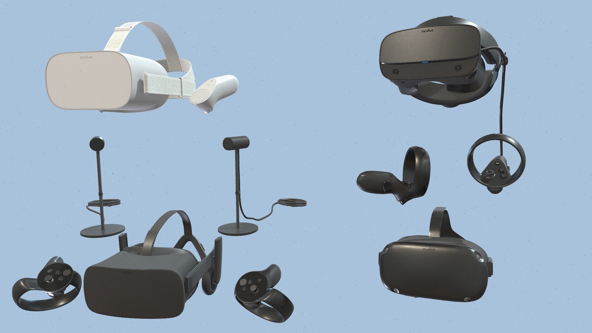 Oculus Collection All headsets and controllers - Buy Royalty Free 3D ...