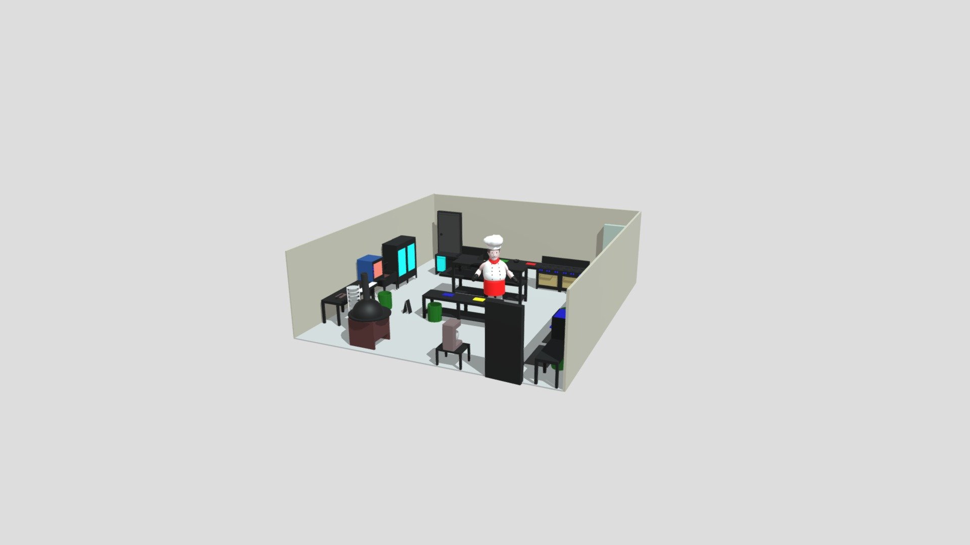 Chef in kitchen - 3D model by Robanimator [b1c8cc7] - Sketchfab