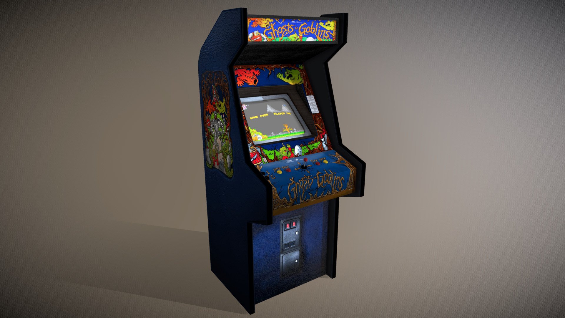 ghosts and goblins arcade cabinet - 3D model by caits [b1cb73b] - Sketchfab