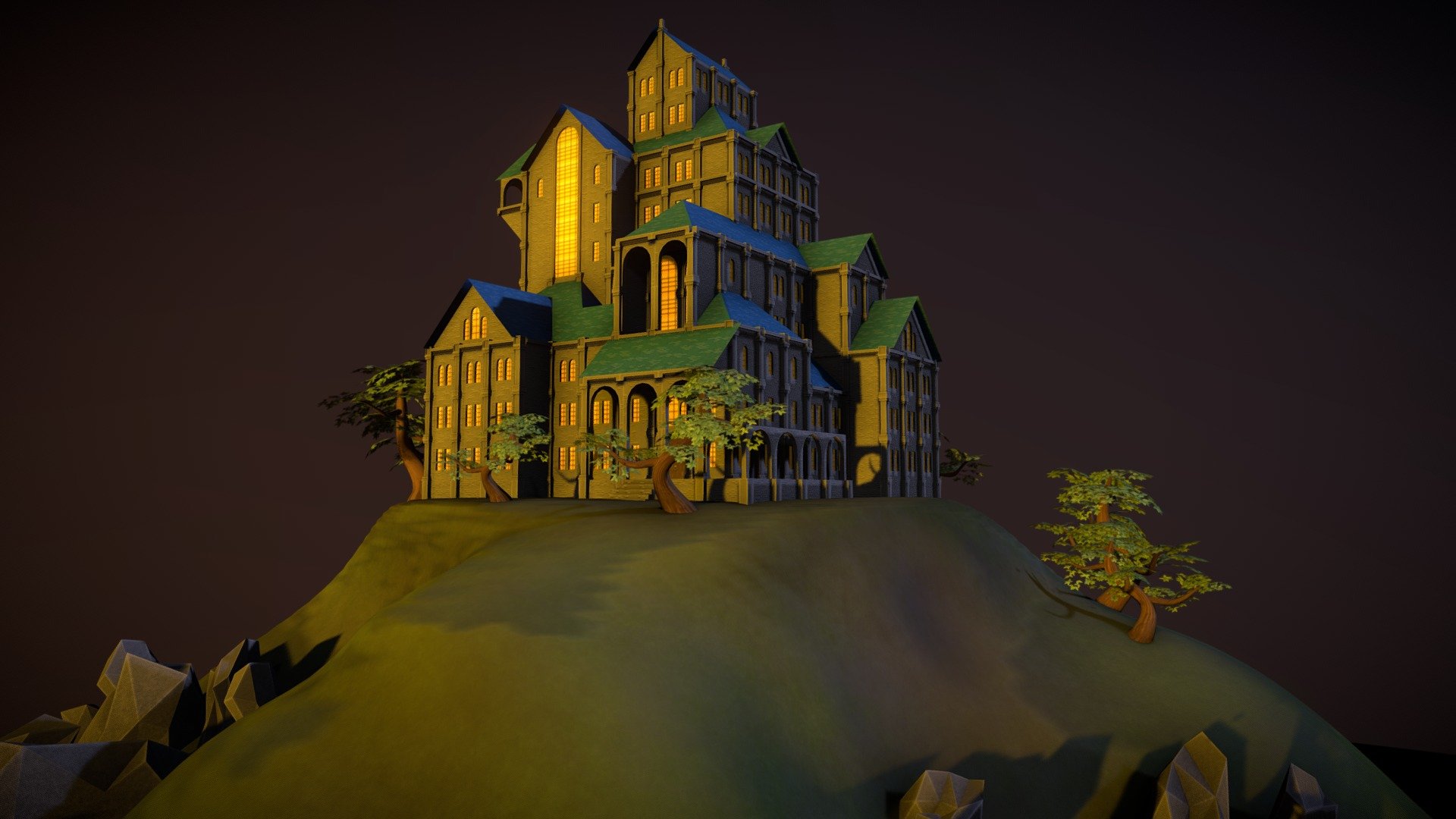 Low Poly Hilltop Castle - Download Free 3D model by Bl4ckGh0st [b1ccedf ...