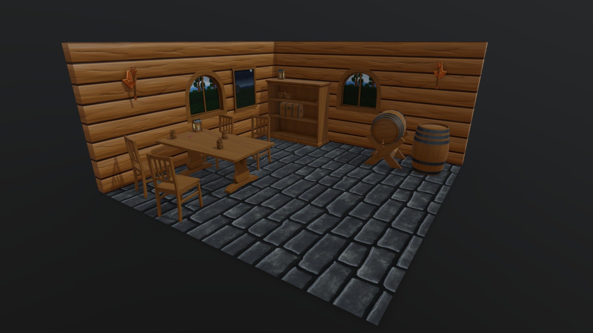 Medieval room with hand-painted textures - Download Free 3D model by ...