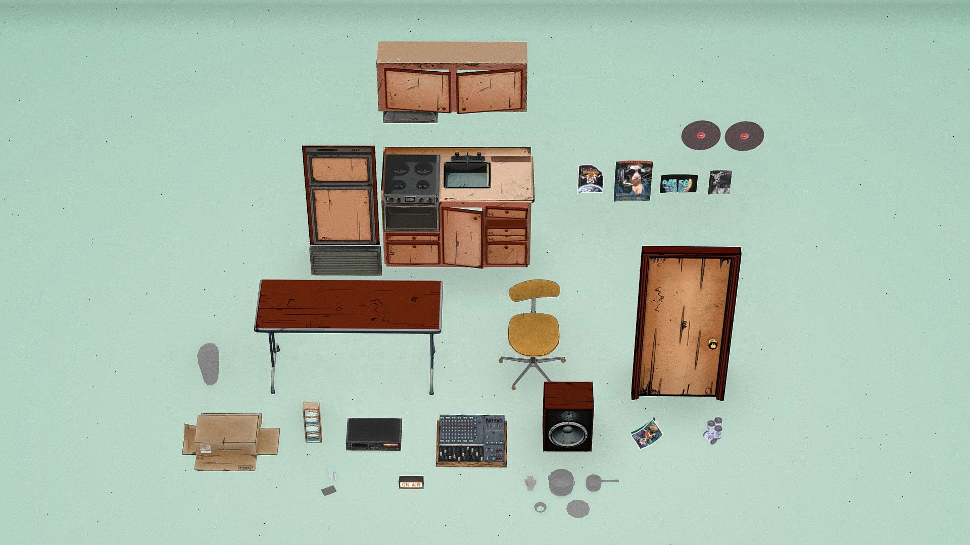 Stylized 80's Interior Asset Pack - 3D model by RitzSpikes (@britzspikes) [b1e7791] - Sketchfab