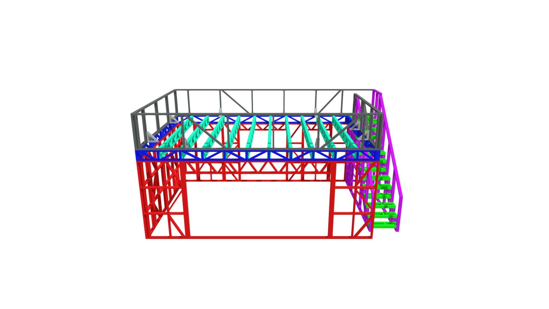 Mezzanine with Stairs - Download Free 3D model by Steel Frames Direct ...