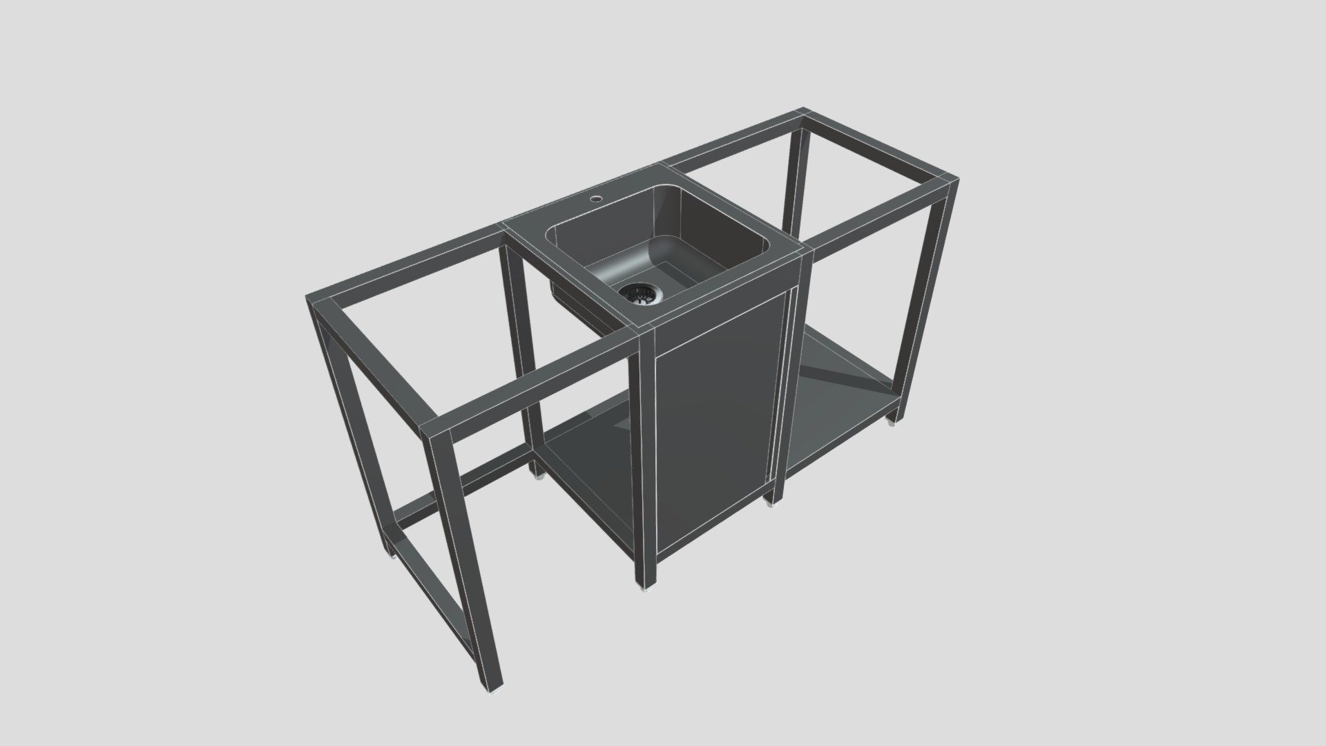 POS 64 - BANCADA APOIO C/ 1 CUBA S/ TAMPO - 3D model by Ruben Alves ...