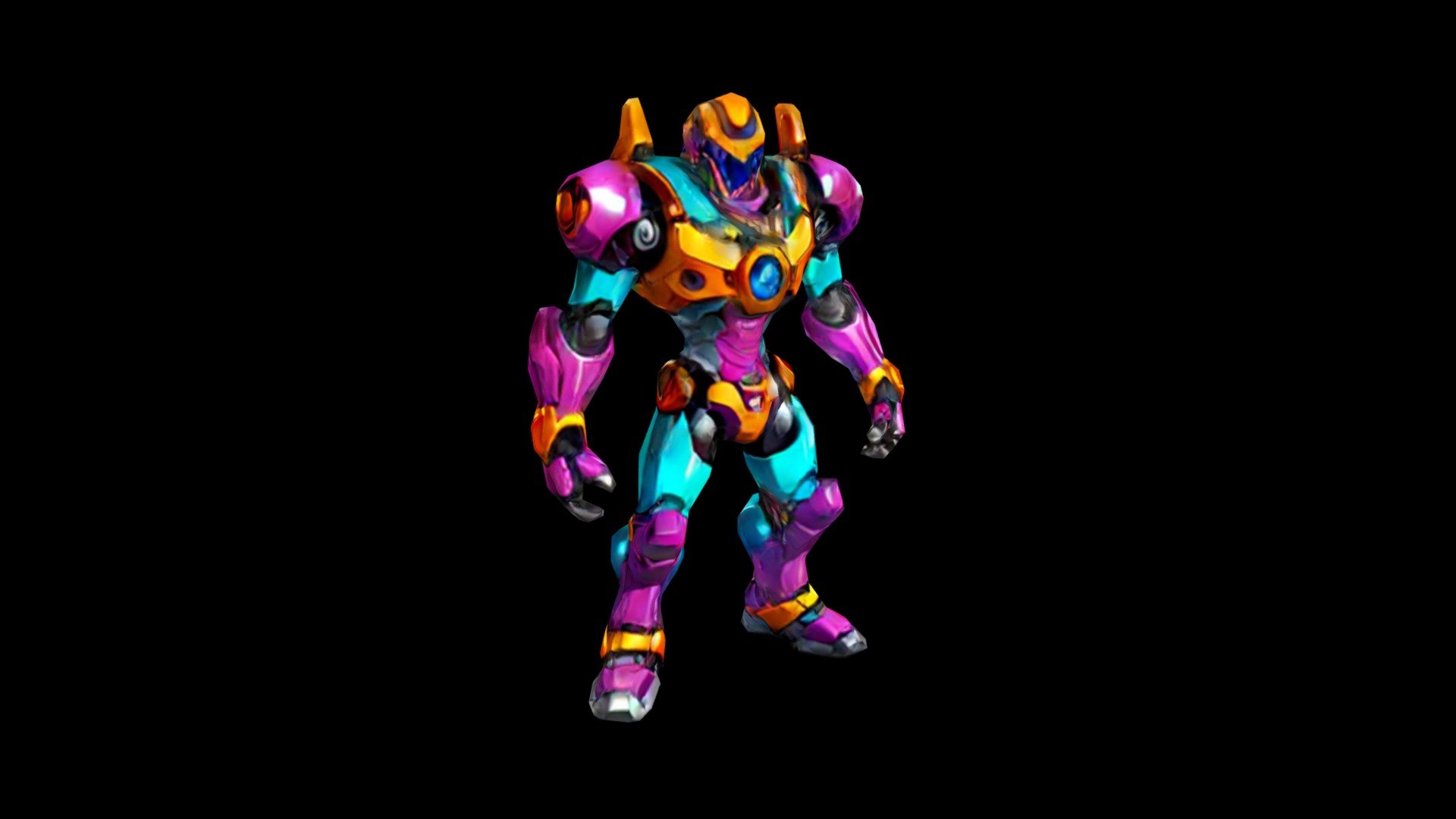 Anime-style robot featuring purple, orange, and - Download Free 3D ...