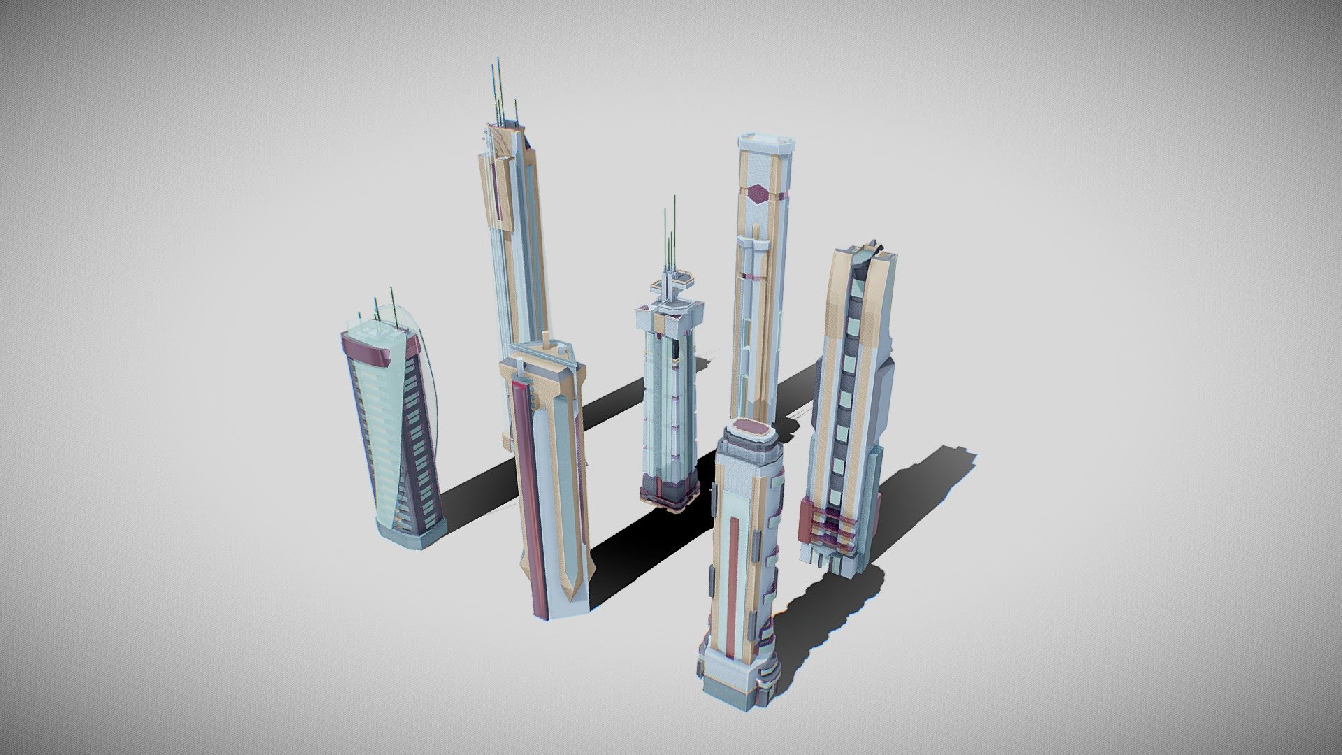 Sci-fi stylized buildings - Buy Royalty Free 3D model by TankStorm ...