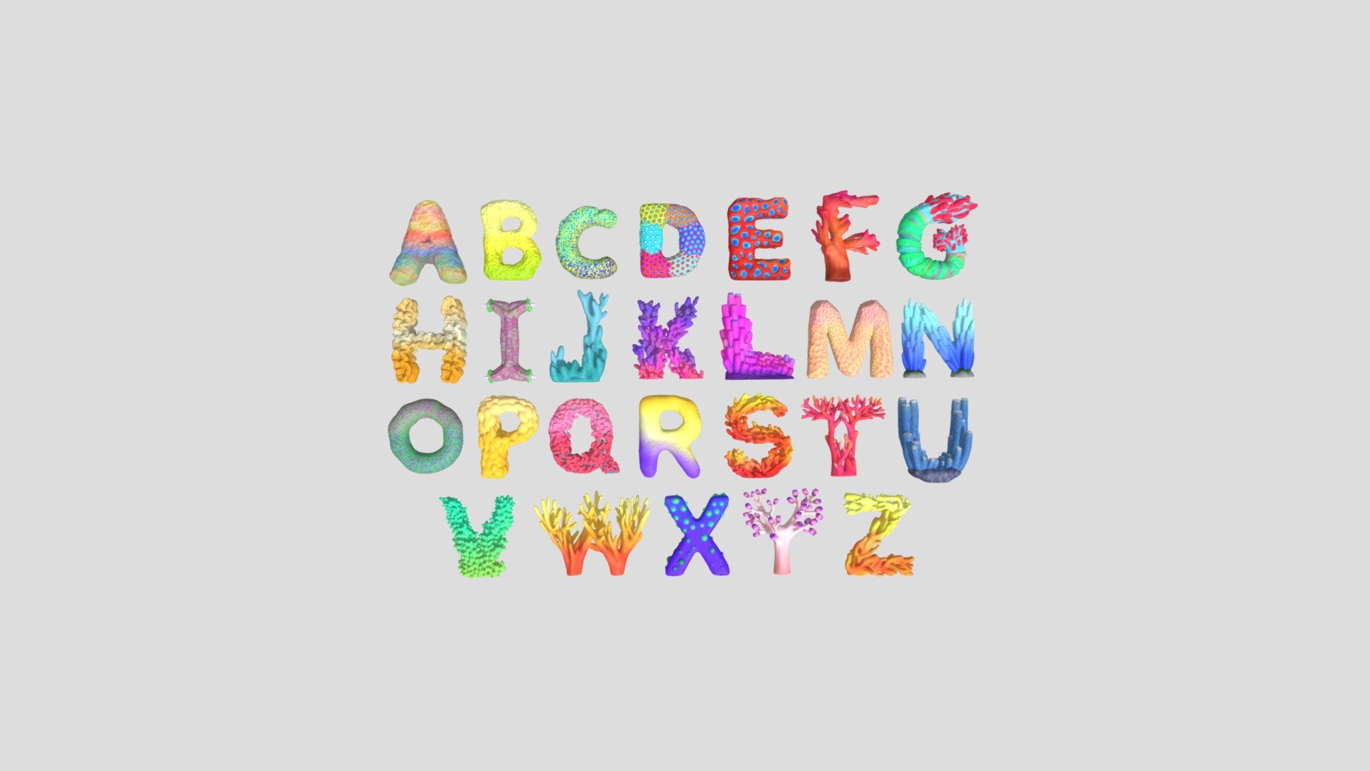 coral alphabet - 3D model by SELECTD [b20fe4d] - Sketchfab