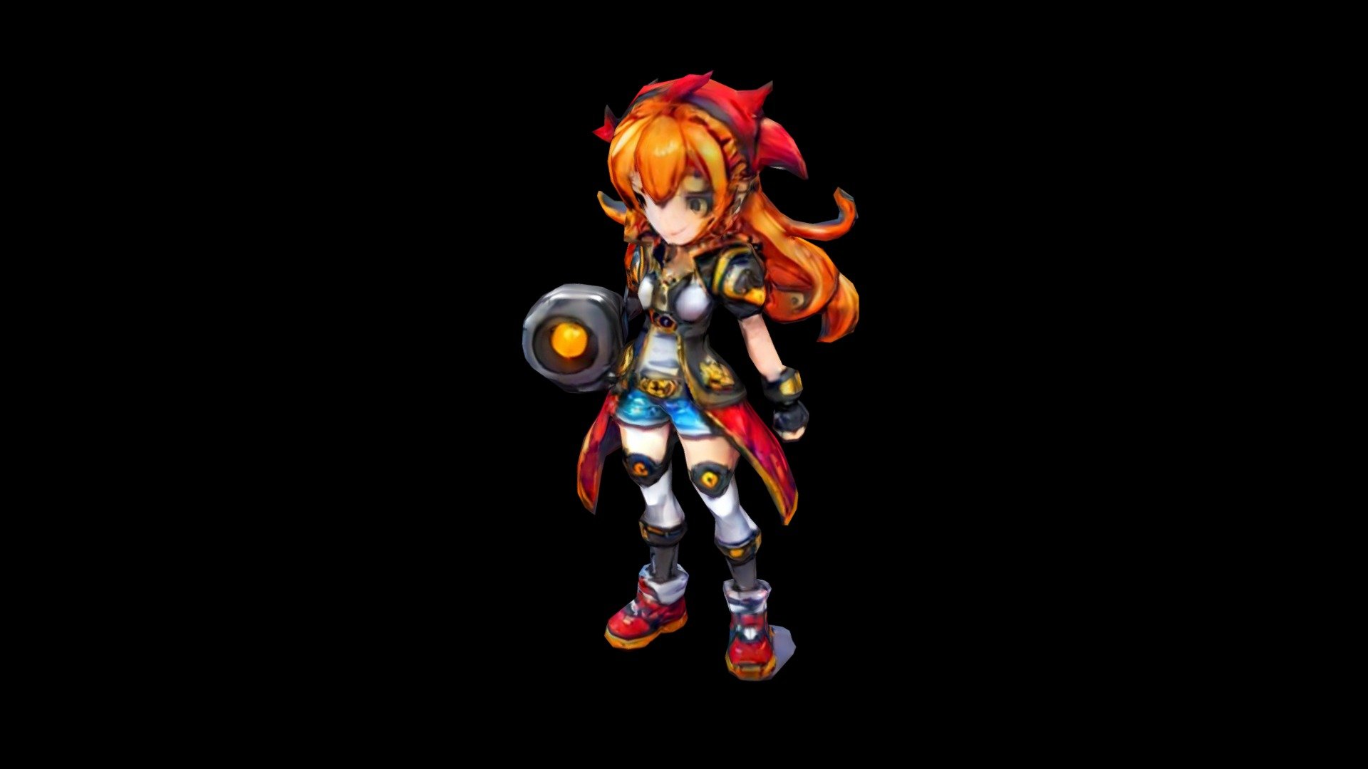 A female character with orange hair and red horn - Download Free 3D ...