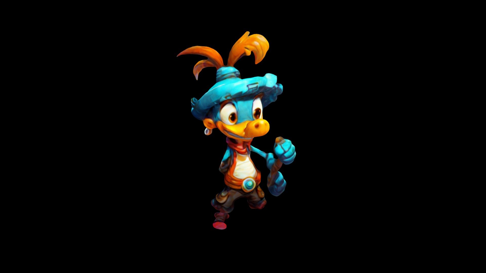 a blue cartoon character holding a blue tool - Download Free 3D model ...