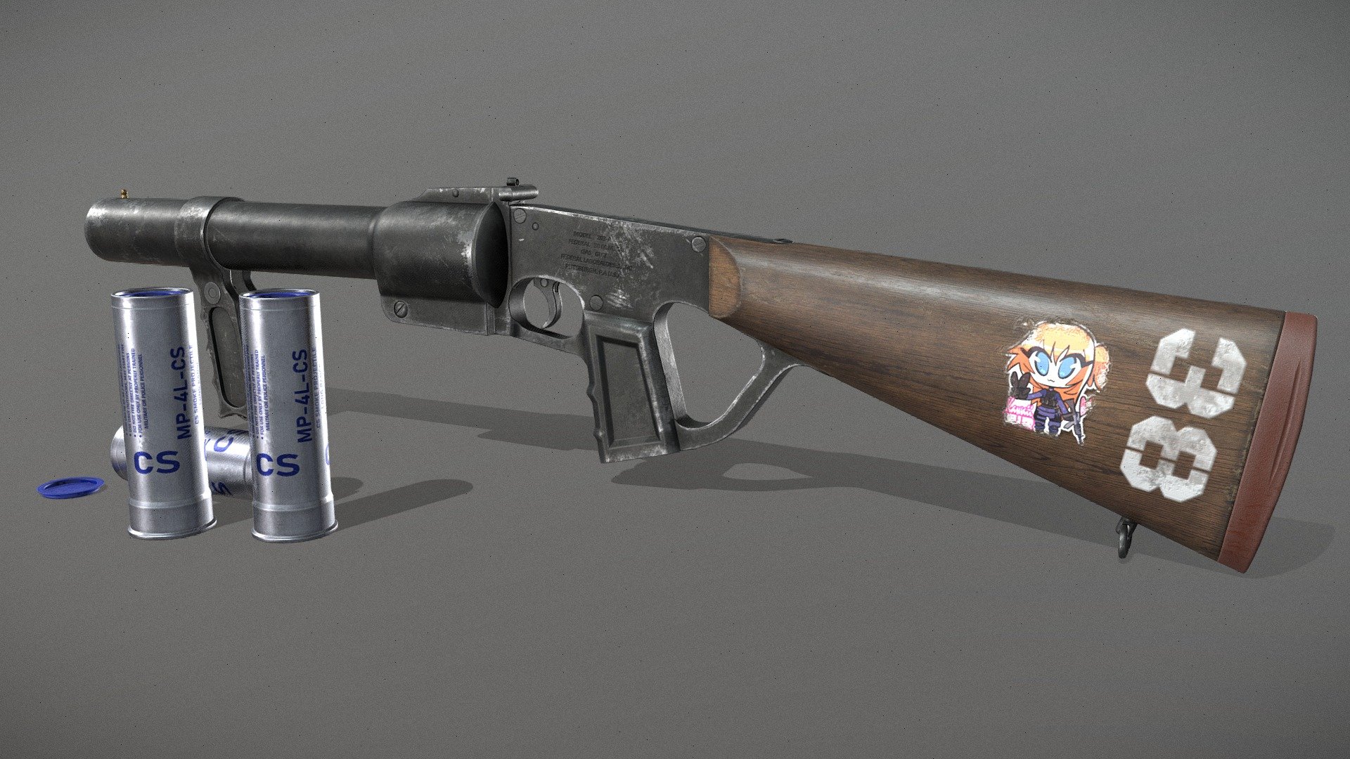 Federal Riot Gun 38mm Gas Gun Download Free 3D Model By 8sianDude