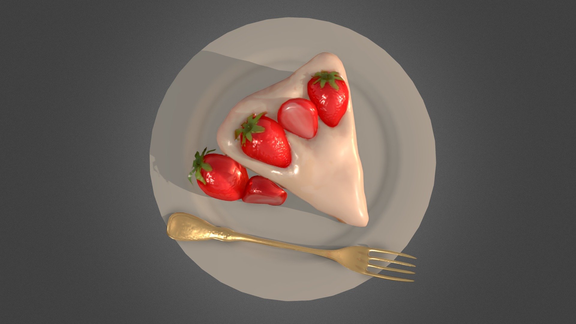 Hand Painted Strawberry Cake - 3D model by Alerien [b26bf04] - Sketchfab