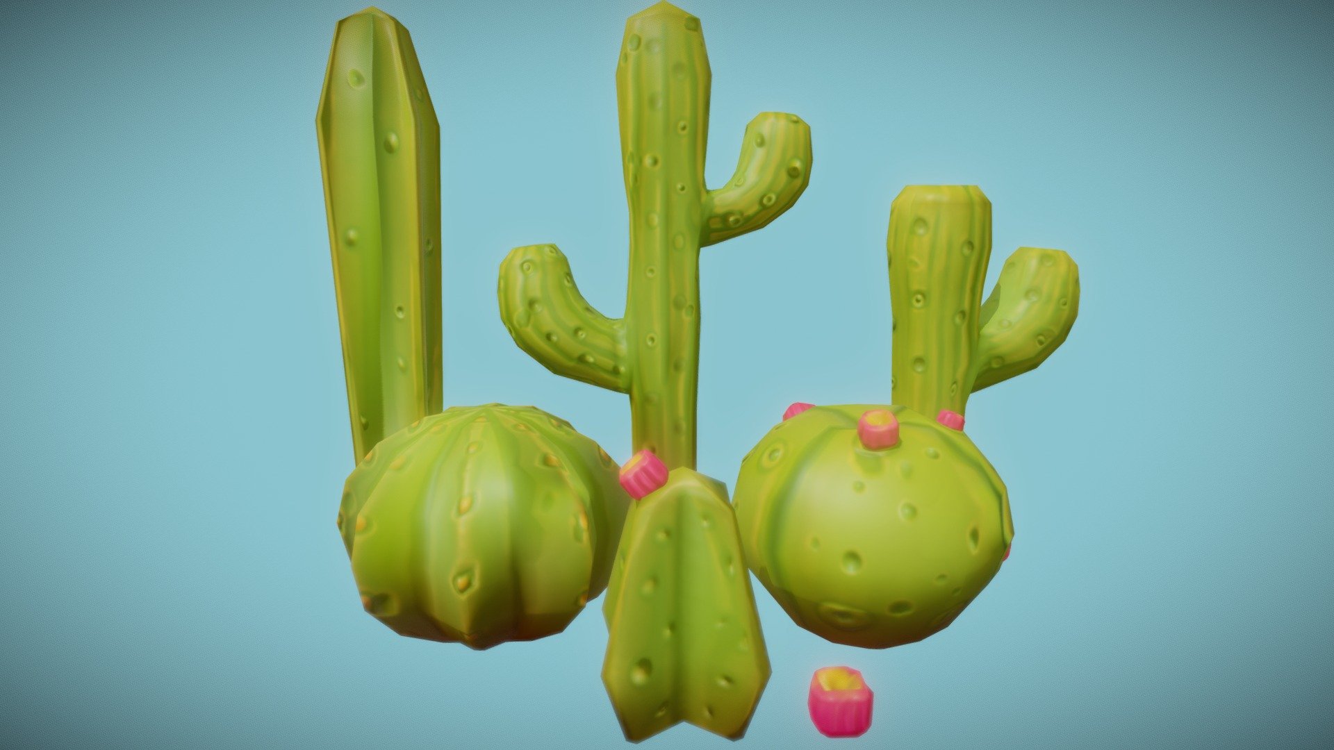 Stylised Cacti Set - 3D model by Jas_Perry [b28a2db] - Sketchfab
