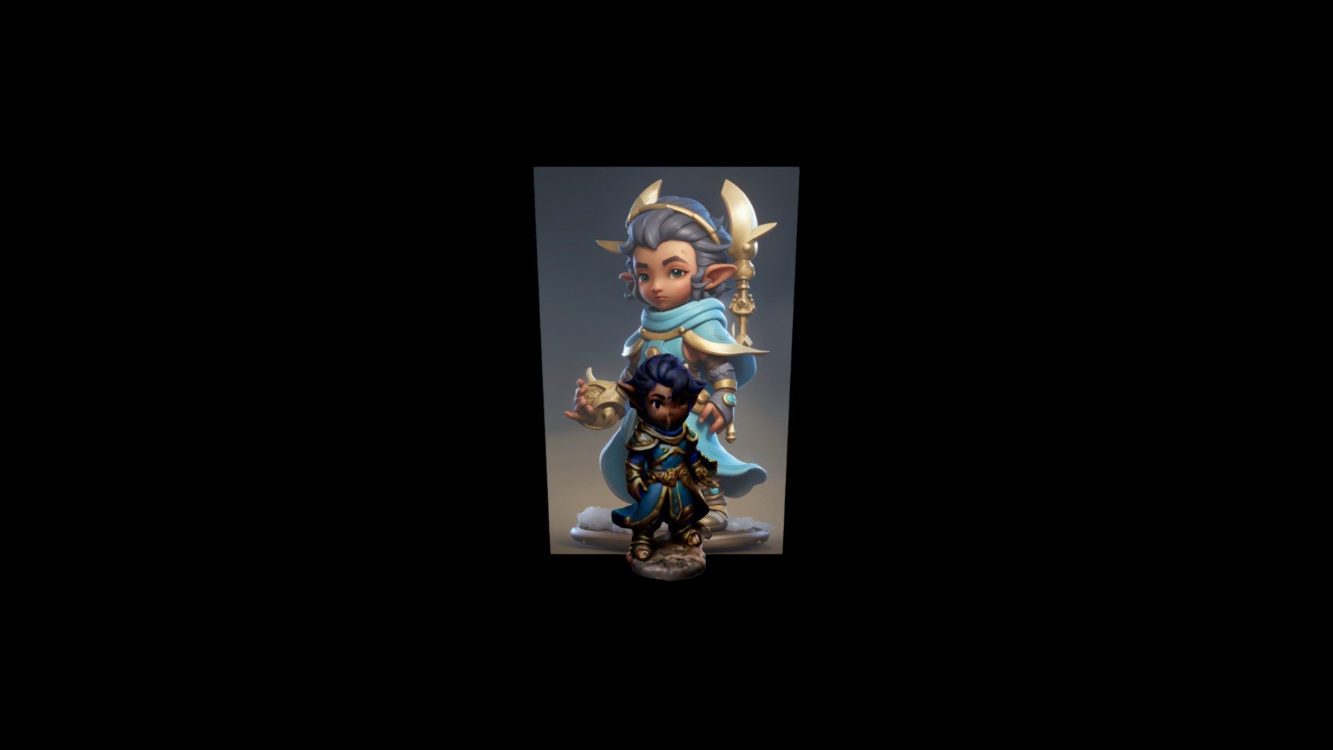 "Blue Elf Warrior" A cartoon-style illustrati - Download Free 3D model ...