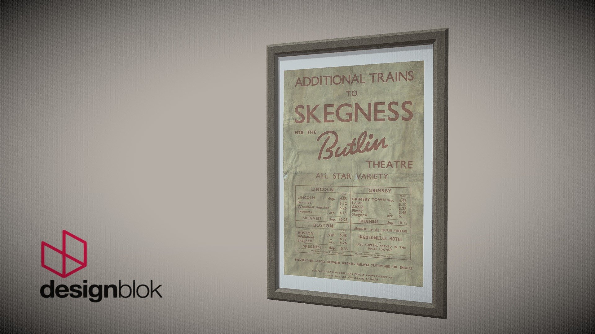 Butlin Holiday Camp Skegness early poster - Download Free 3D model by ...