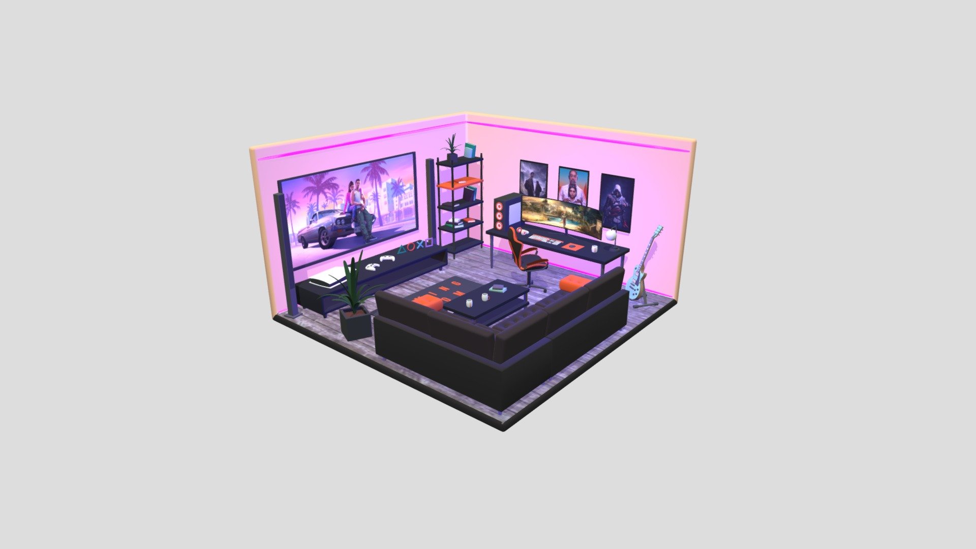 Gaming Room - 3D model by ruslanmikaielian [b2c22e4] - Sketchfab