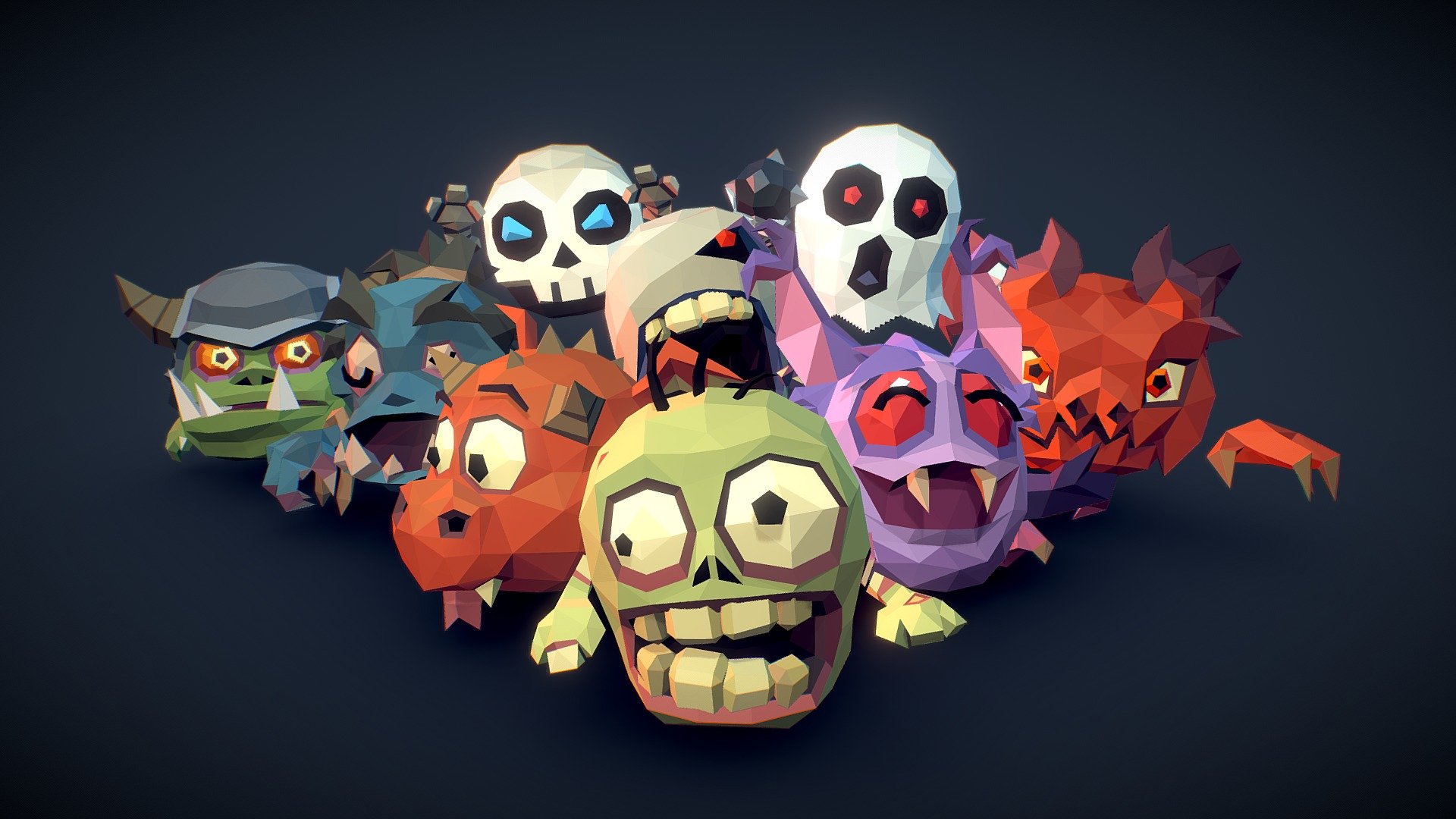 Micro Monster Set - Poly Series - Buy Royalty Free 3D model by BitGem ...