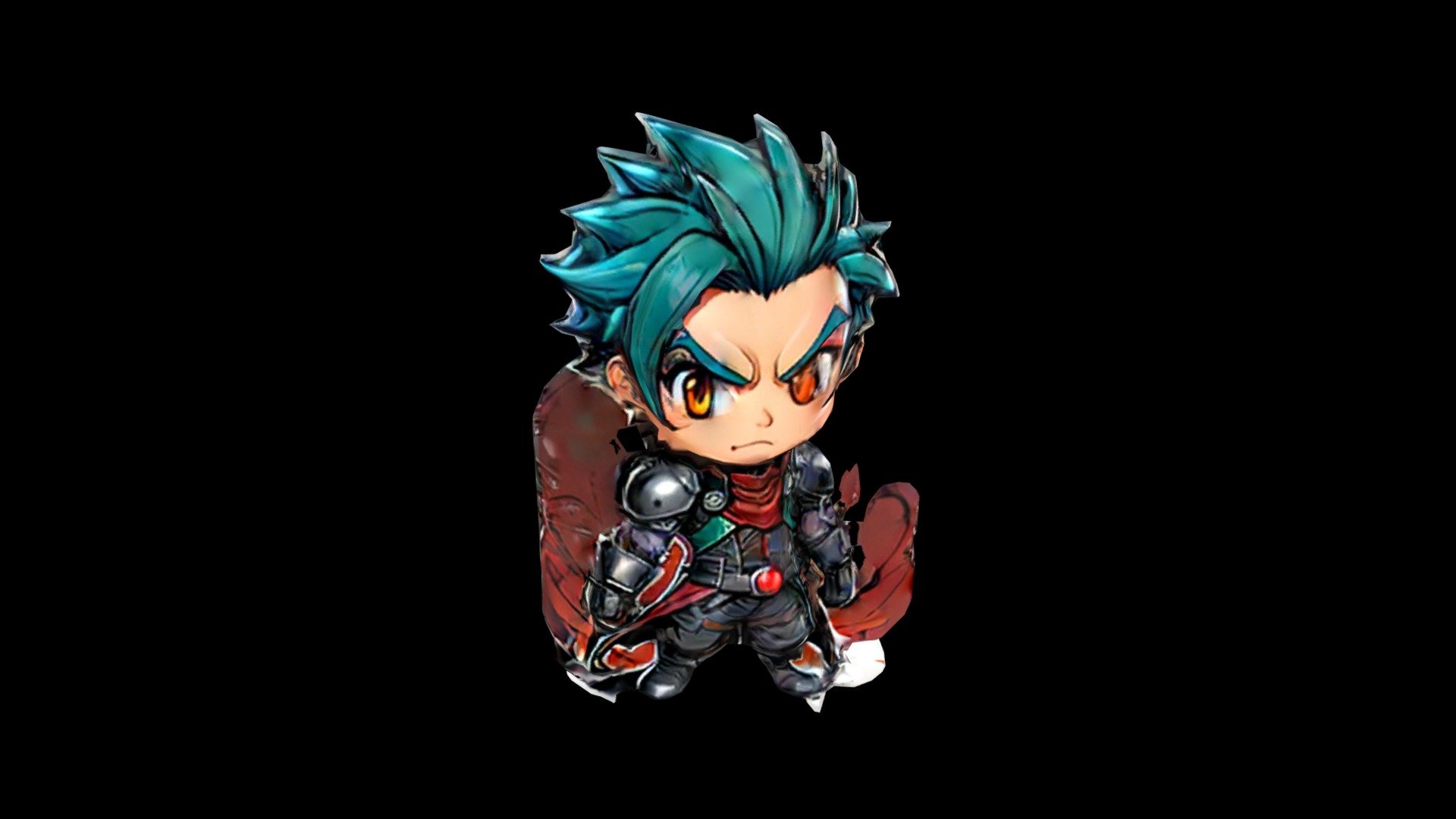 A chibi style character with blue spiky hair and - Download Free 3D ...