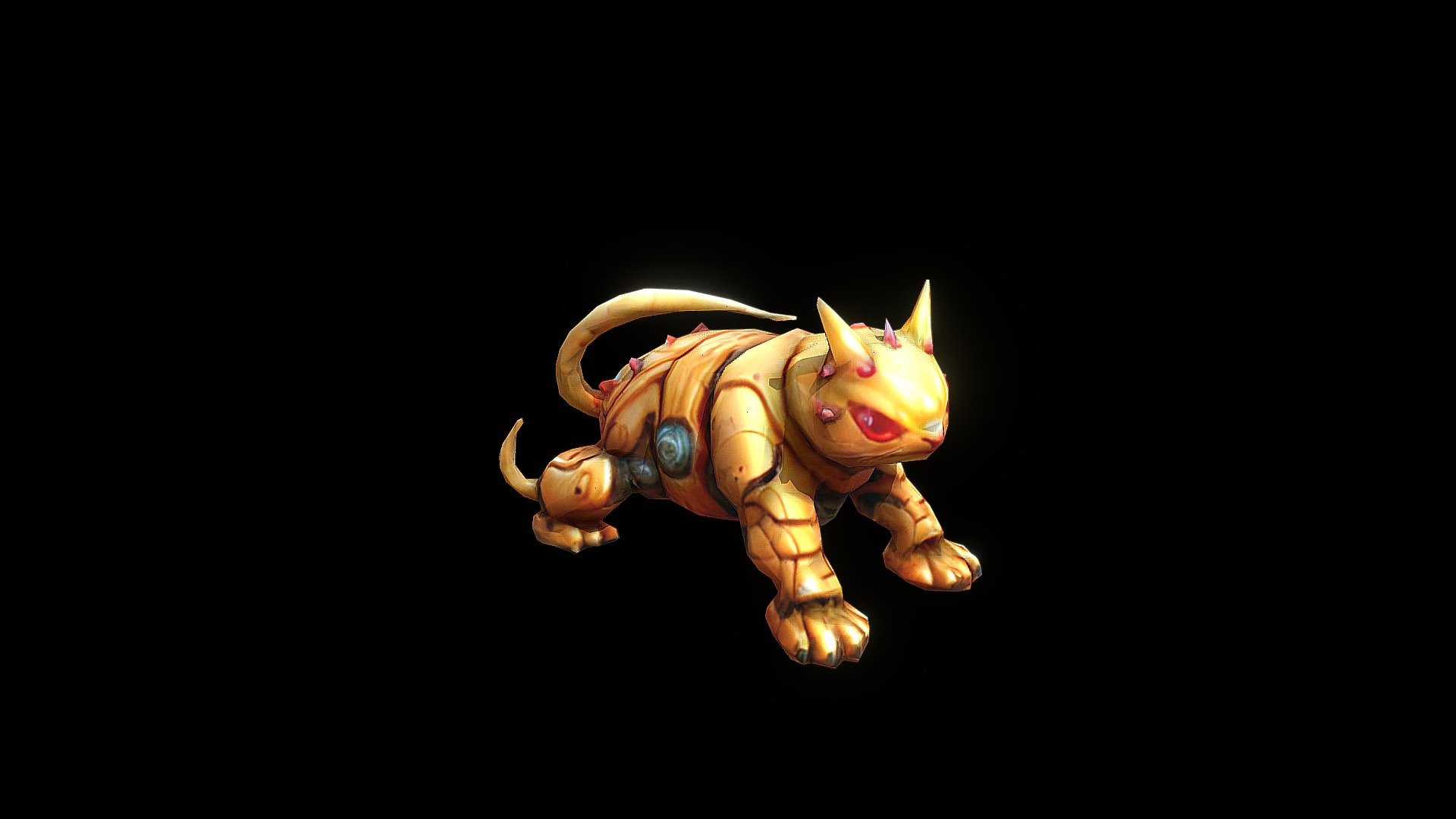 a robotic cat with red eyes and spikes on its - Download Free 3D model ...