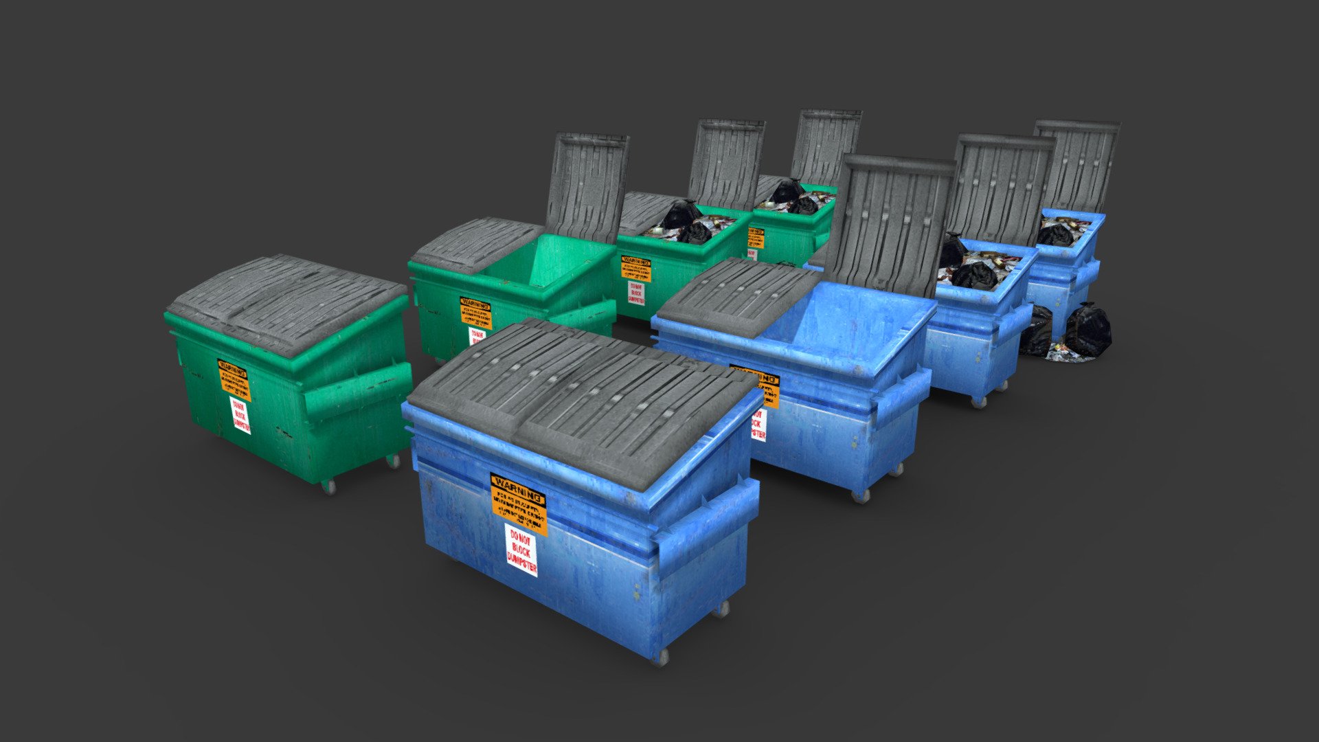 PSX Dumpsters - 3D model by 7LAMPS (@7LAMPSco) [b3175f5] - Sketchfab