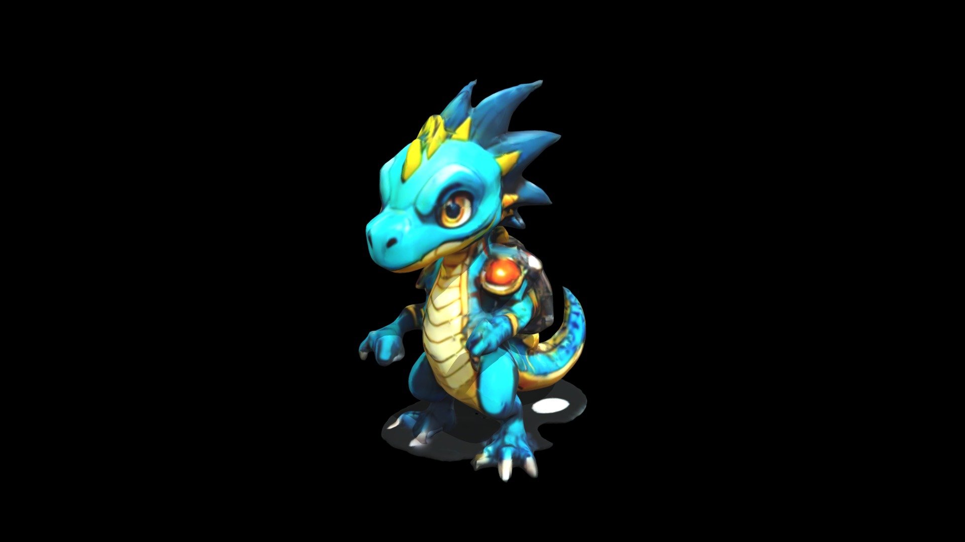 An illustration of a blue dragon with yellow spi - Download Free 3D ...