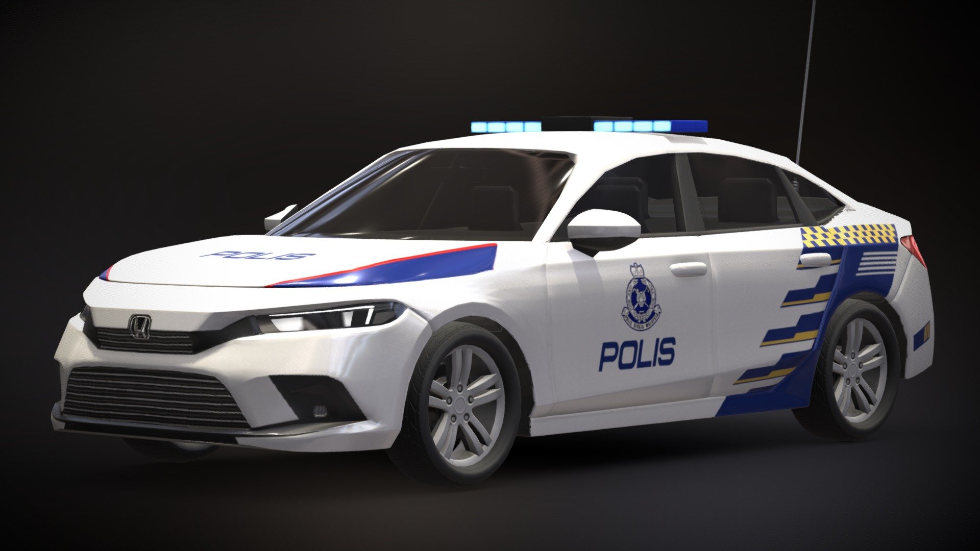 Honda Civic Malaysia Police Car - Download Free 3D model by ...