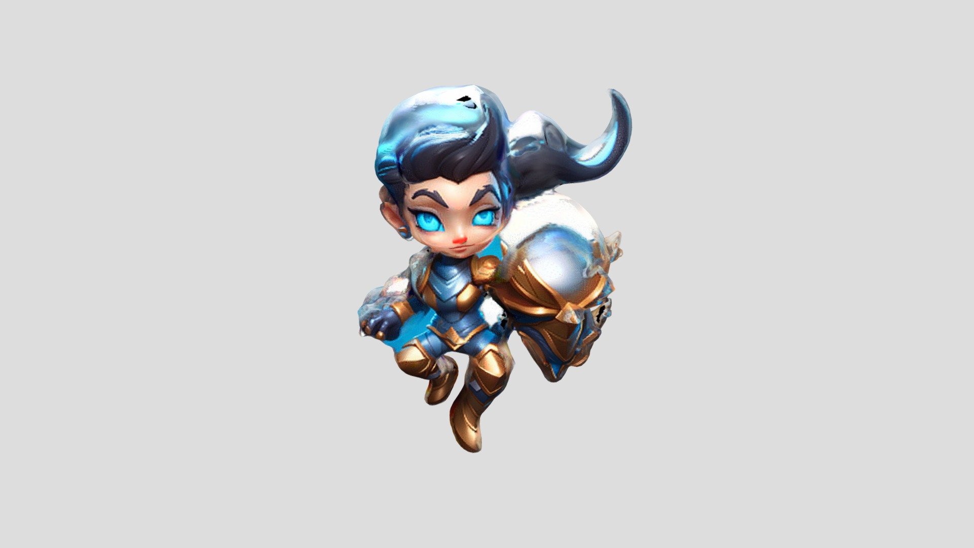 Chibi-style illustration of a knight in armor w - Download Free 3D ...