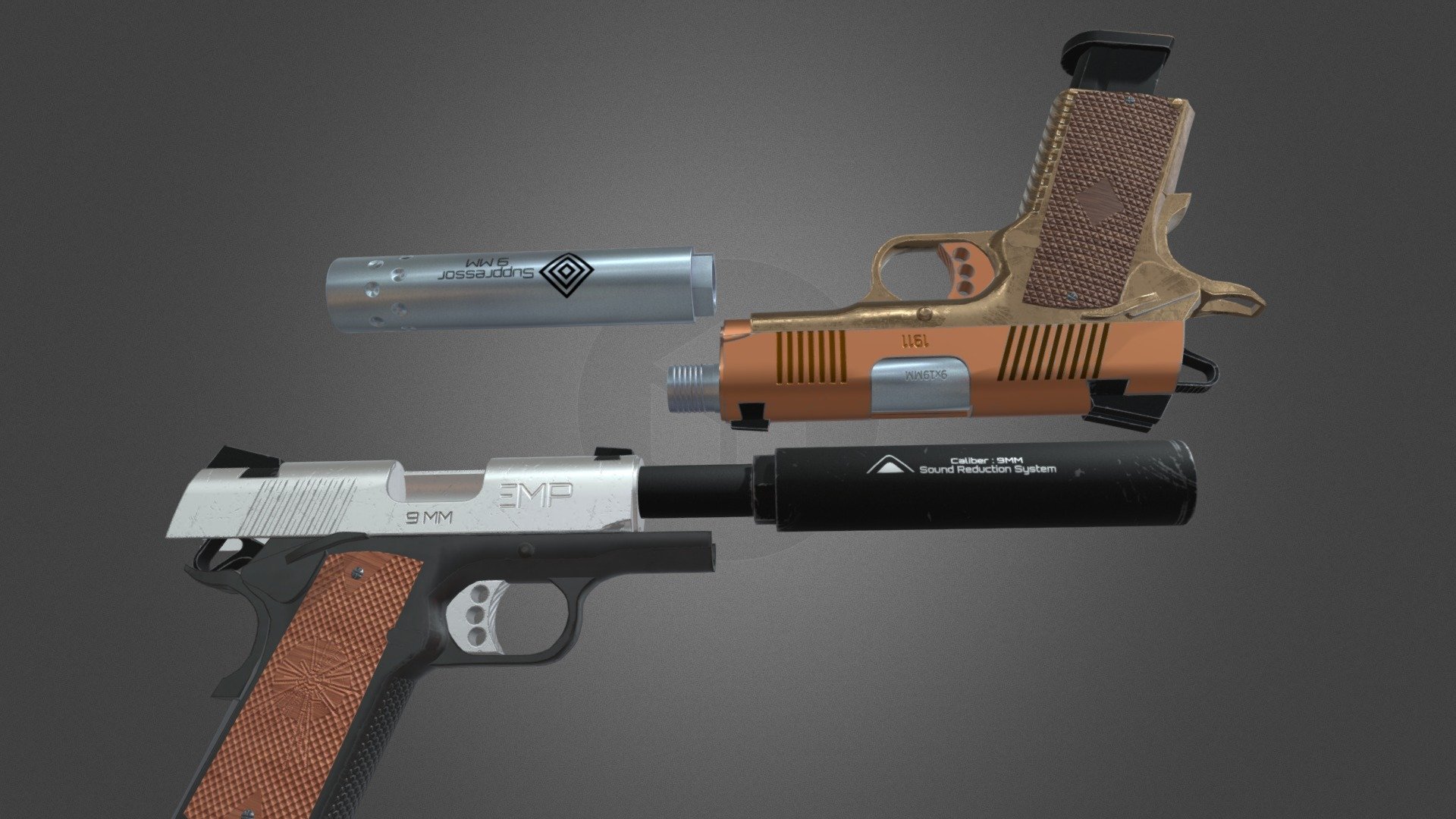Dual 1911 EMP - Download Free 3D model by chemicalX (@chemicalX3D ...