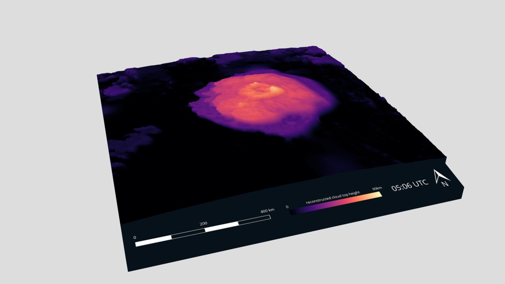 Tonga eruption reconstructed ash cloud height - 3D model by Simeon ...