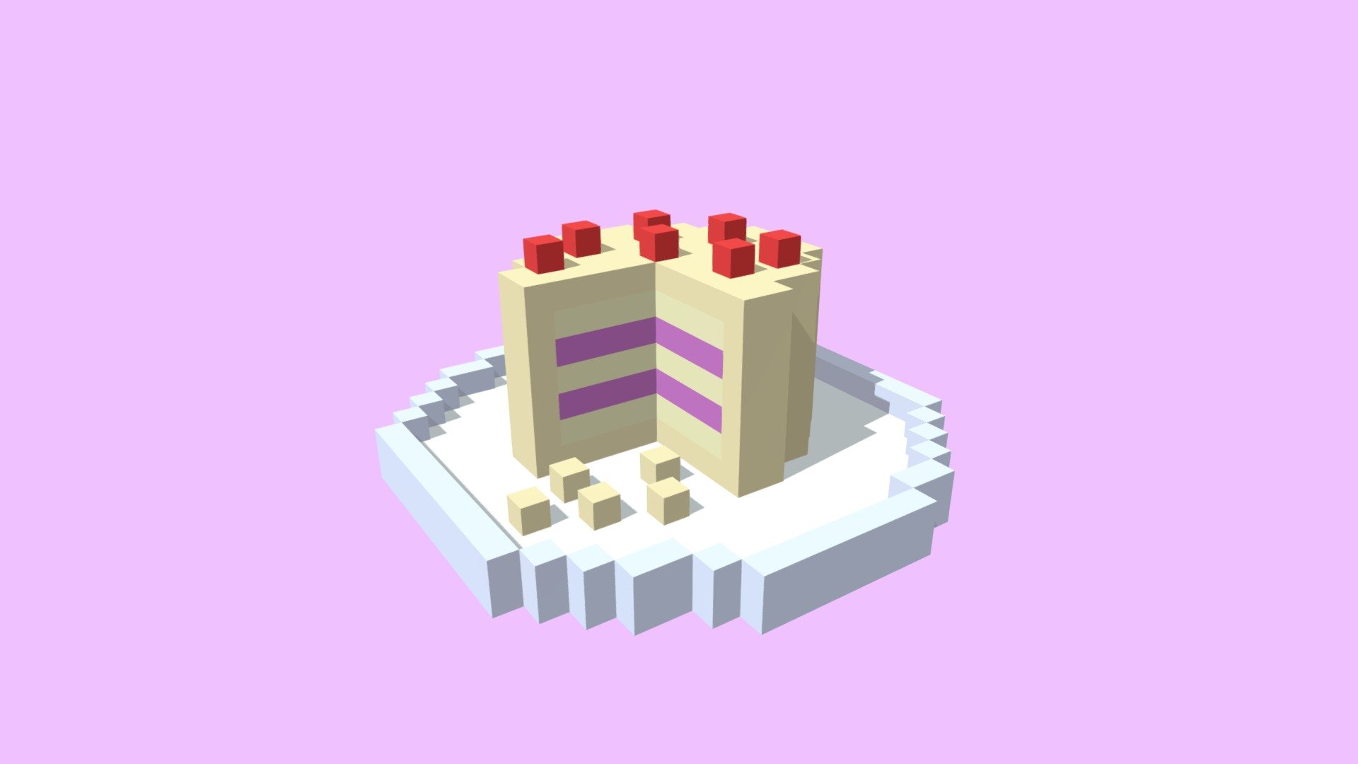 Voxel Vanilla and Strawberry cake - 3D model by TerriB [b37396a ...
