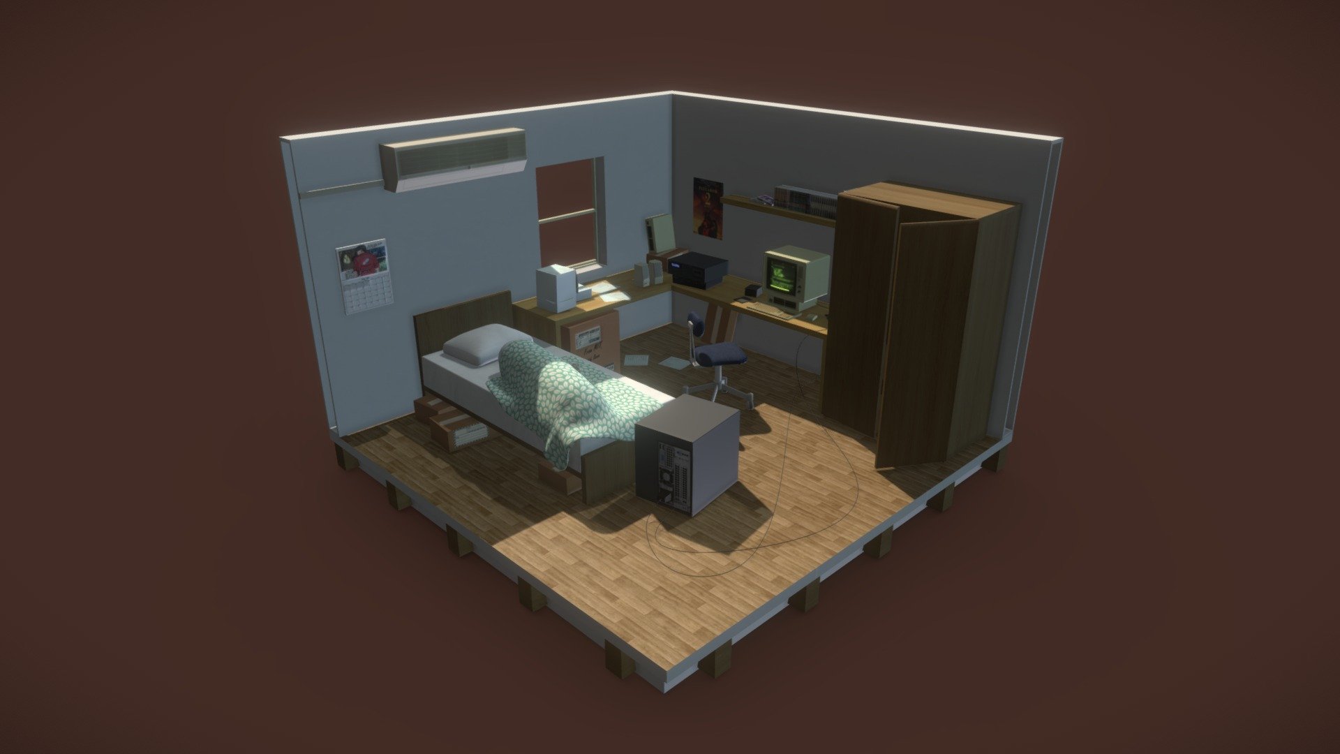 Warm Dorm Room - Download Free 3D model by darylsteak [b387c75] - Sketchfab