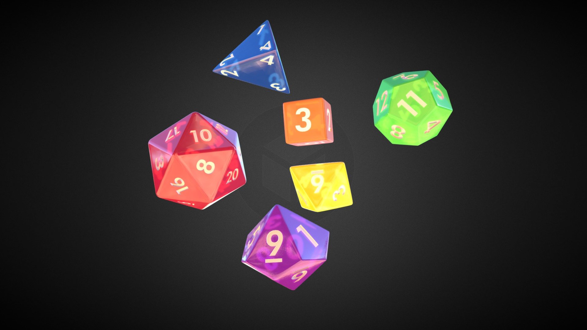 Resin RPG Dice Set - 3D model by xPixelgeist [b3959c9] - Sketchfab