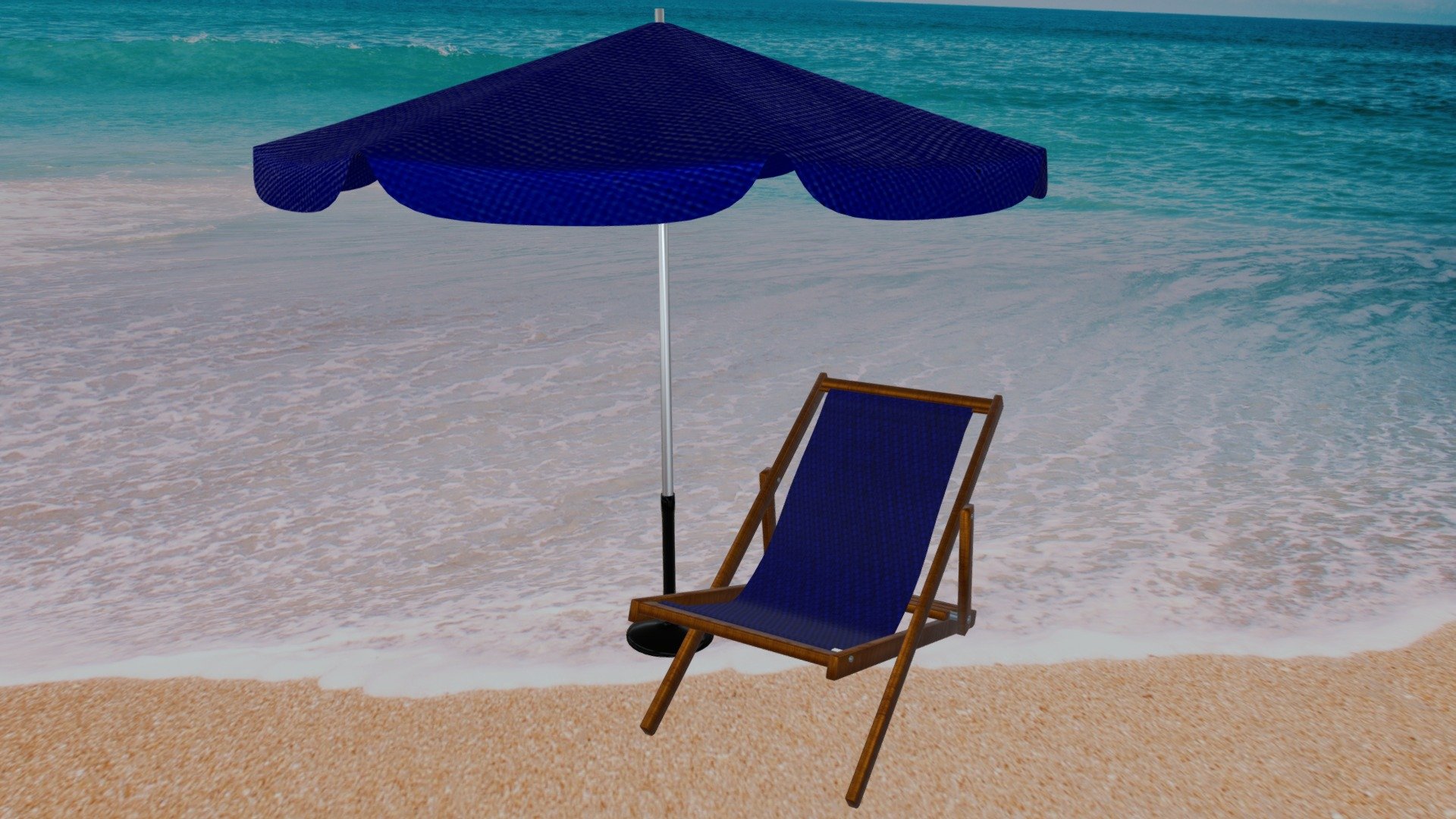 Deck Chair & Parasol FBX Low Poly FREE - Download Free 3D model by ...