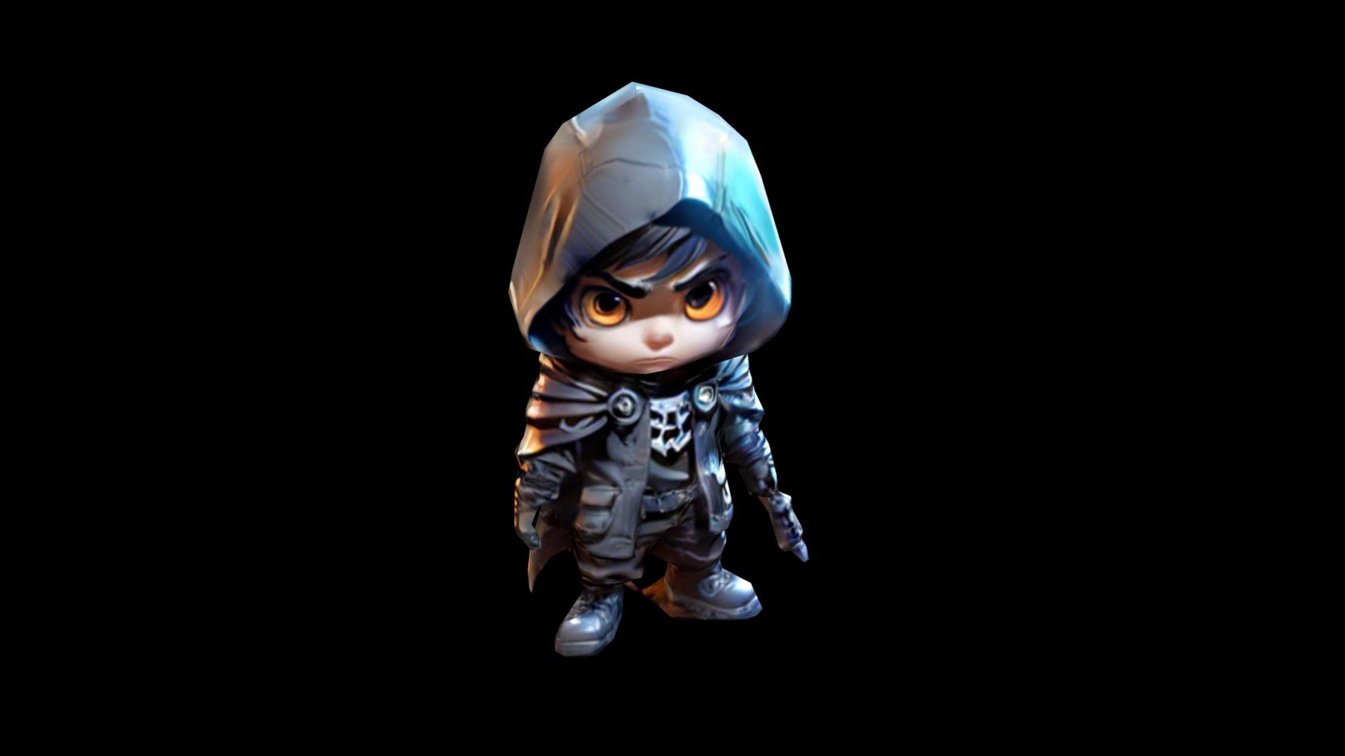 A 3D rendered character of a boy in a black hood - Download Free 3D ...