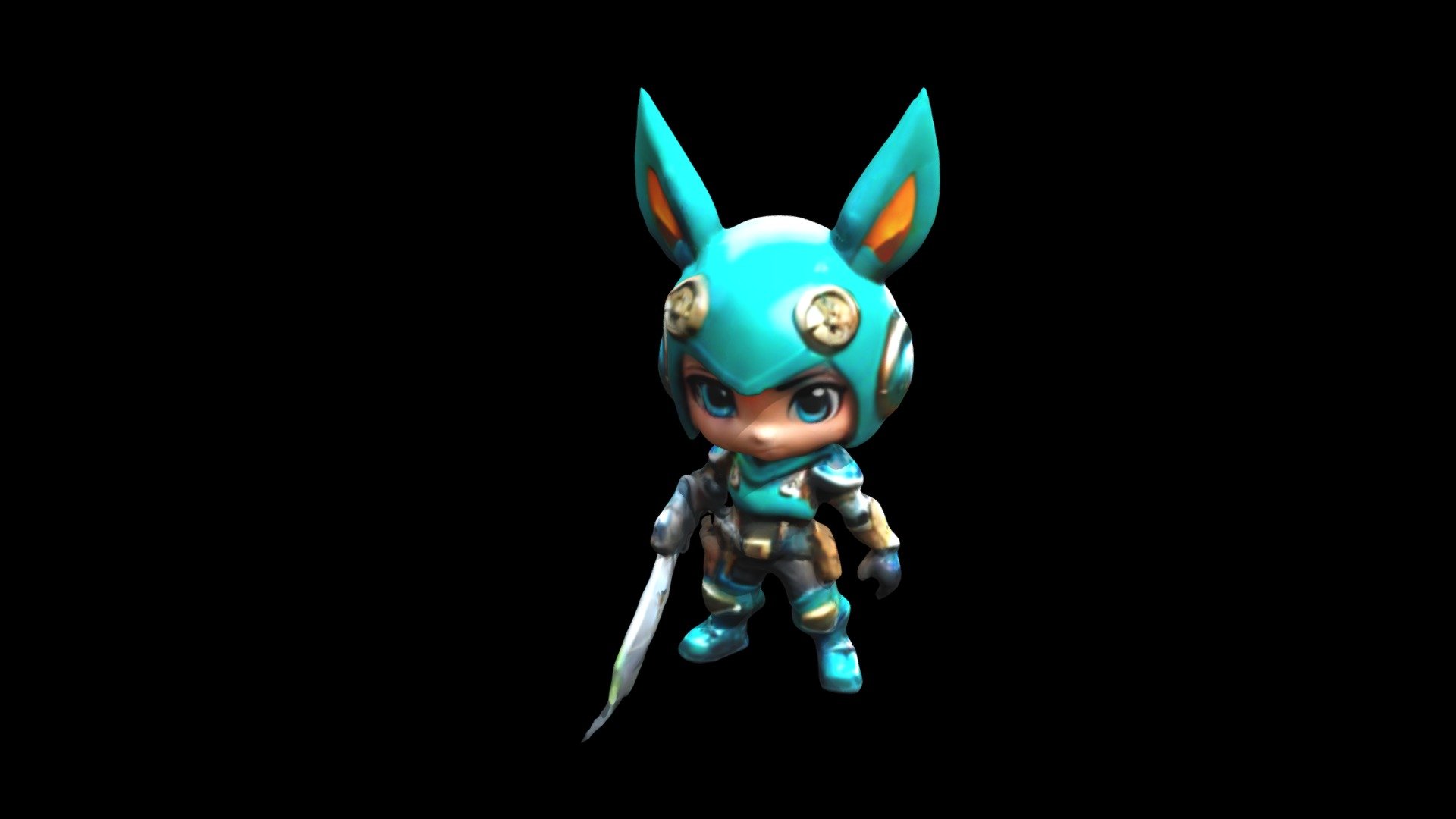 "Female Warrior in a Blue and Green Battle Suit - Download Free 3D ...