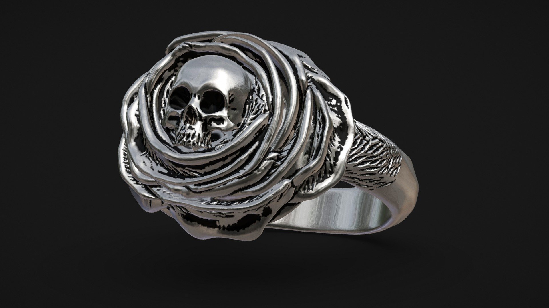 Anel Skull Rose (Prata) - 3D model by Skive Jewelry (@SKIVE) [b3bd895 ...